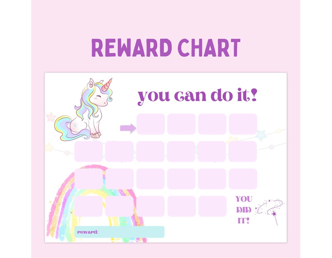 Unicorn Reward Chart, Printable Reward Checklist, Daily Routine ...