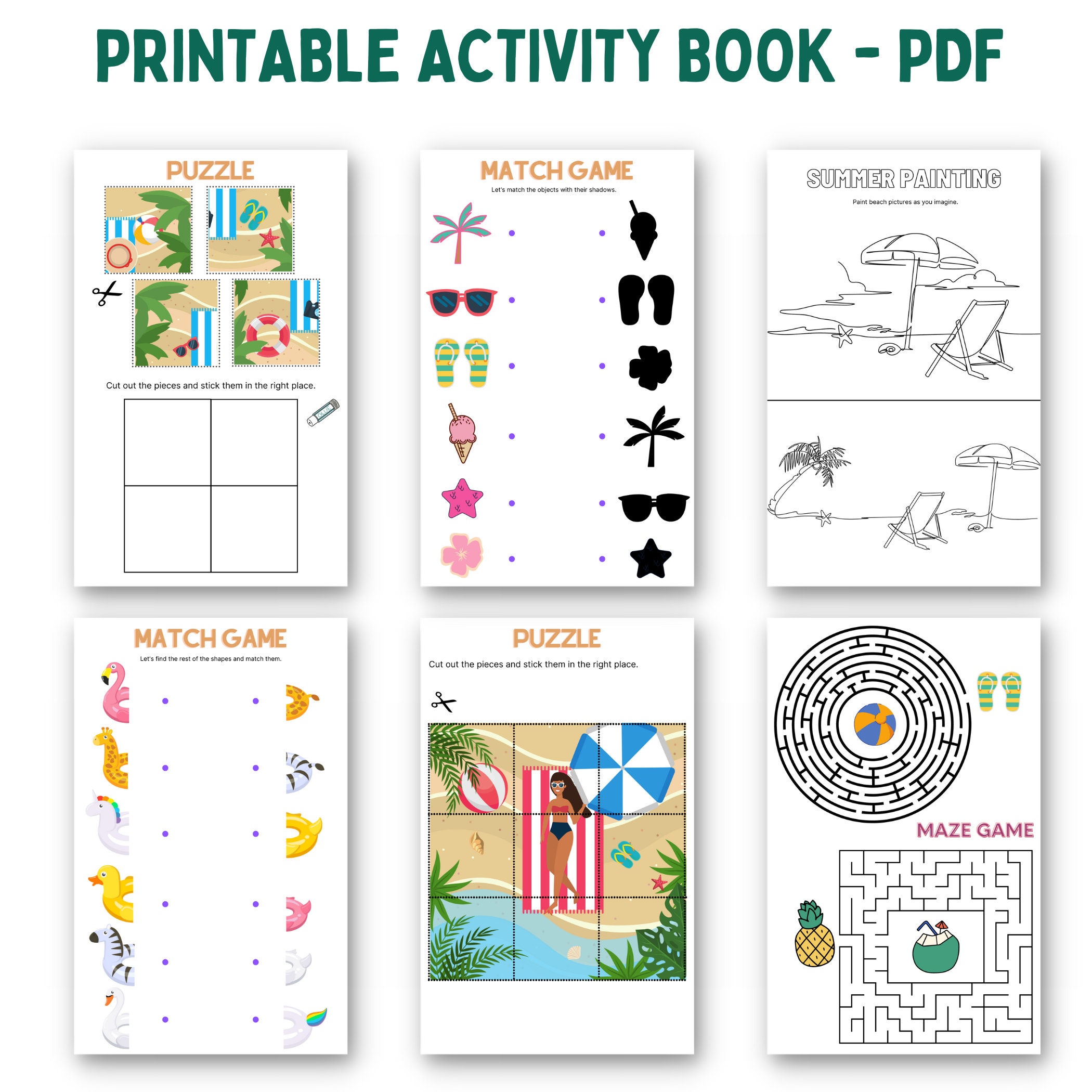 Printable Summer Concept Activity Book for Kids - Etsy