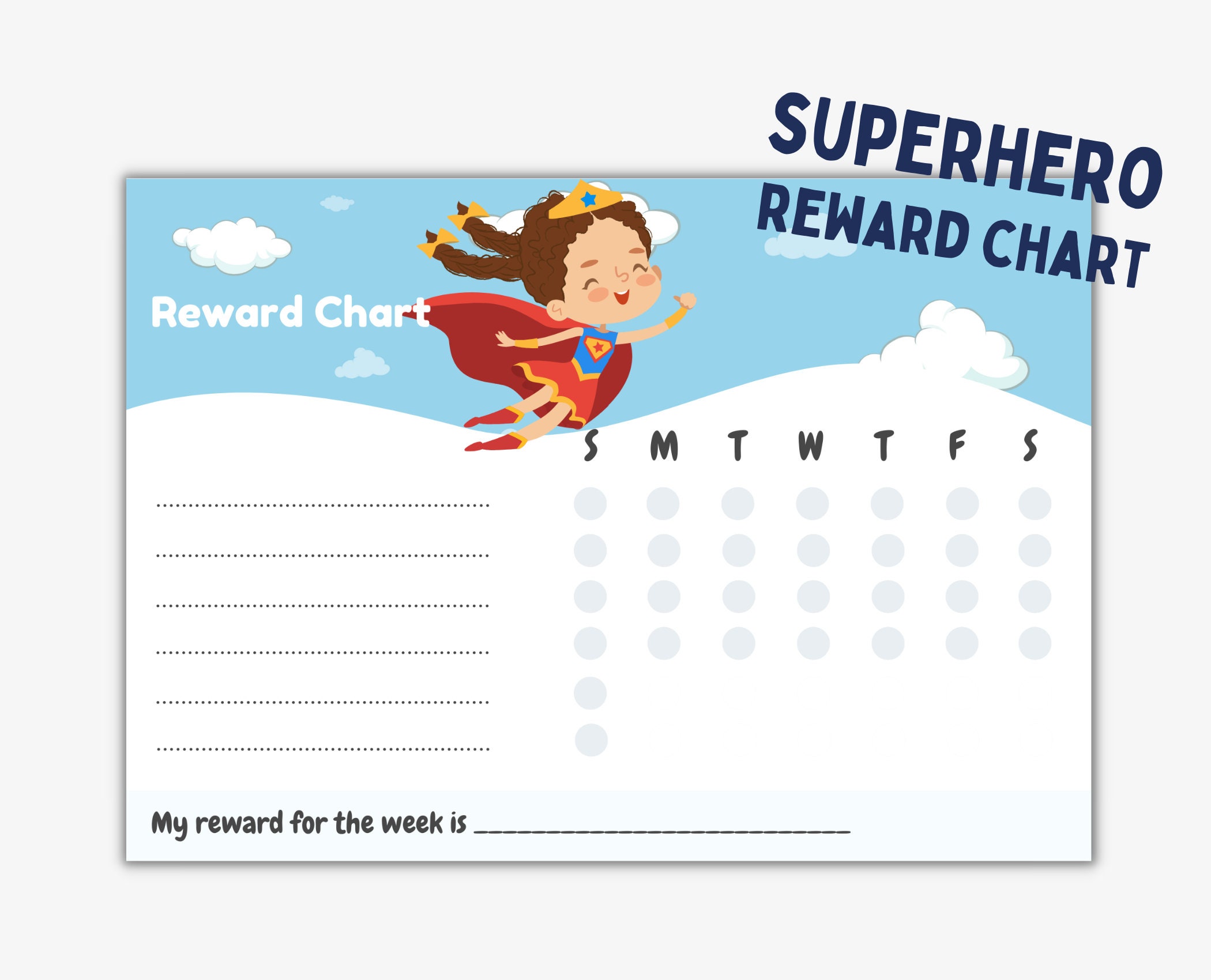 Printable Superhero Girl Reward Chart, Daily Routine for Kids - Etsy