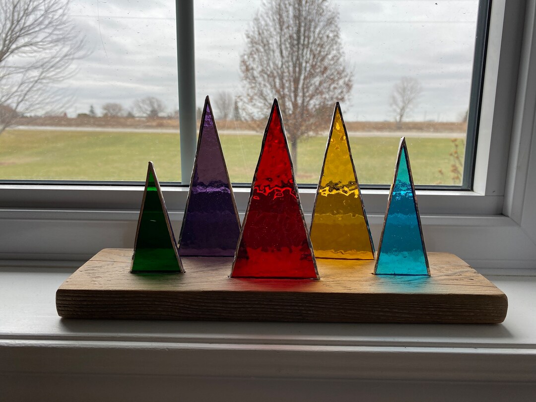 Stained Glass Winter Wonderland Trees Centerpiece Various Styles and ...