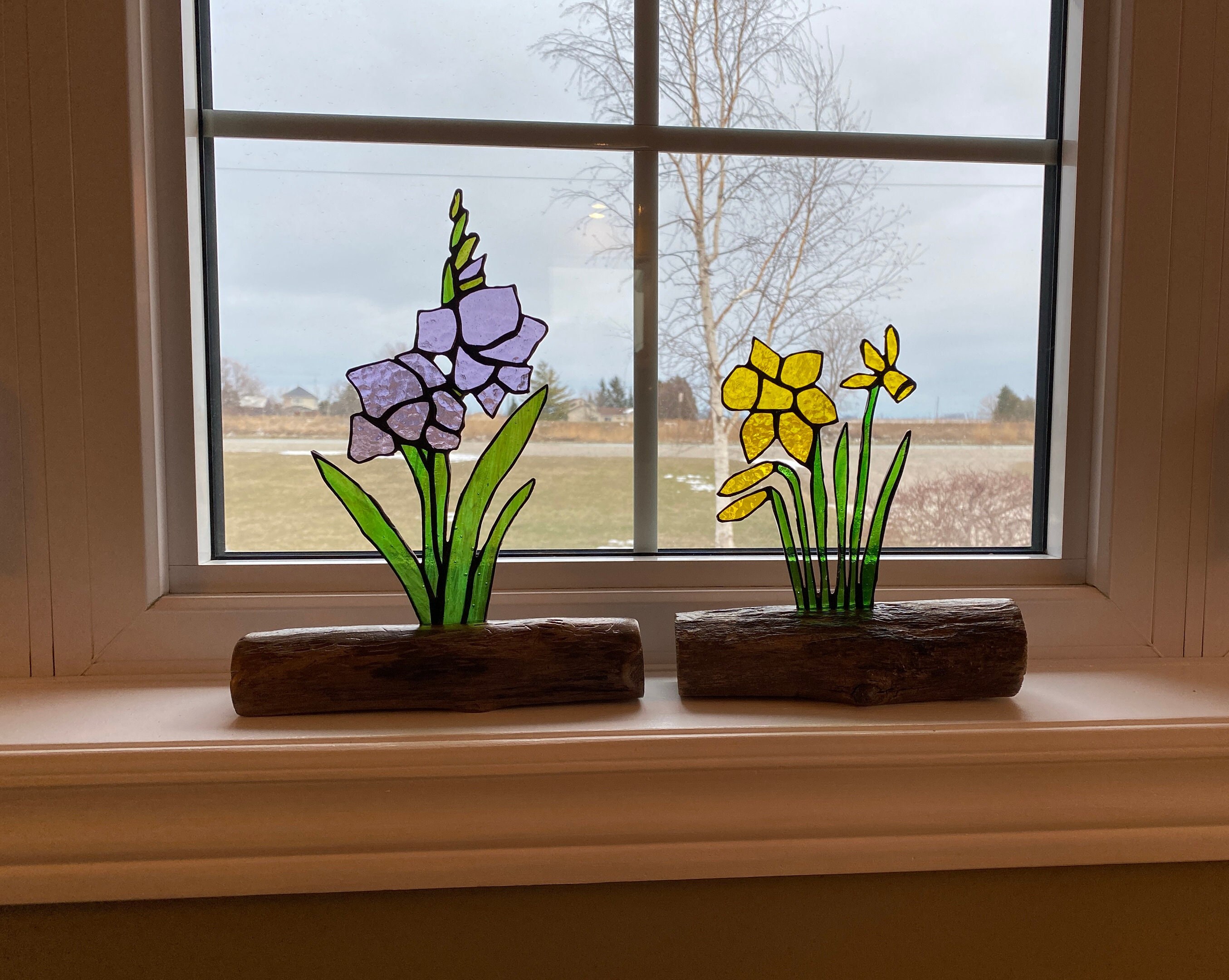 Spring Has Sprung Stained Glass Daffodils Inlaid on - Etsy