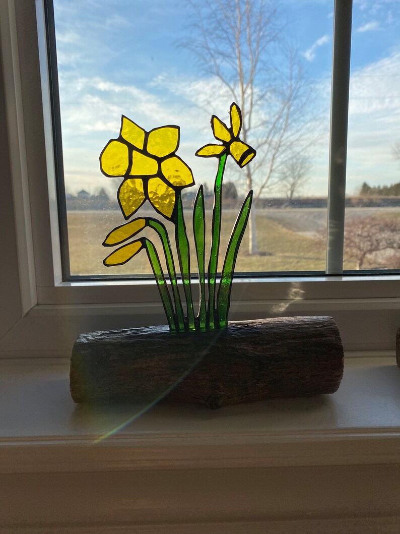 Spring Has Sprung Stained Glass Daffodils Inlaid on - Etsy
