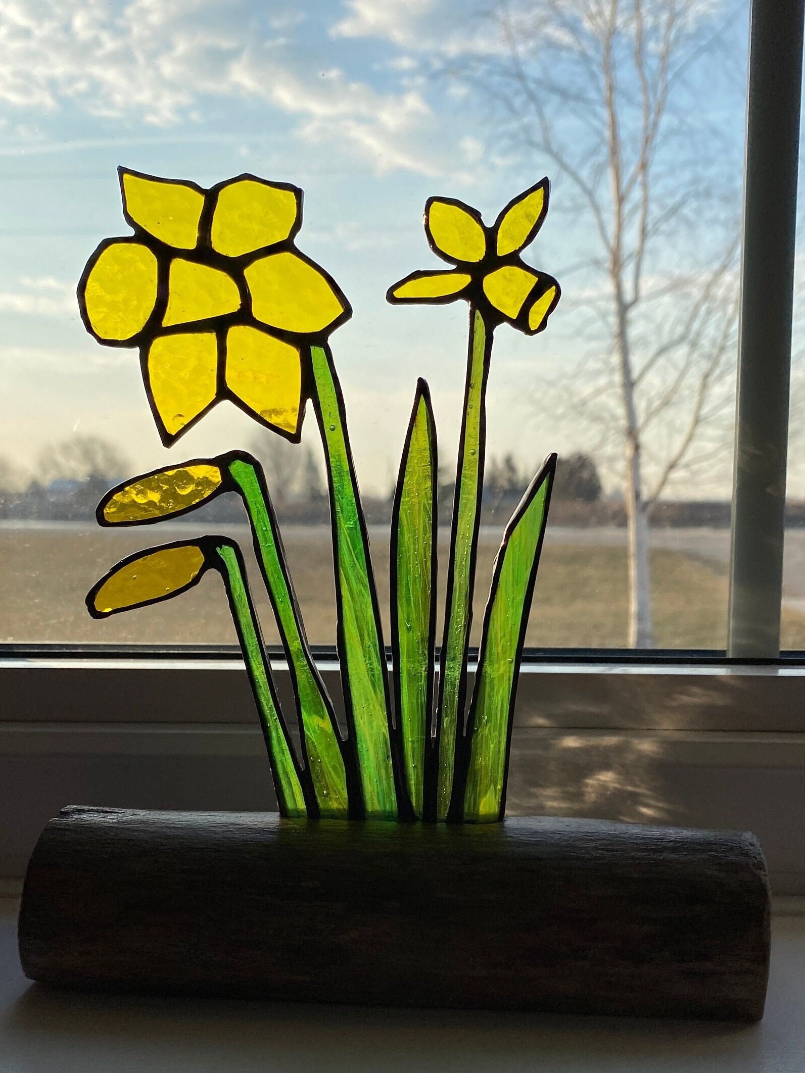 Spring Has Sprung Stained Glass Daffodils Inlaid on - Etsy
