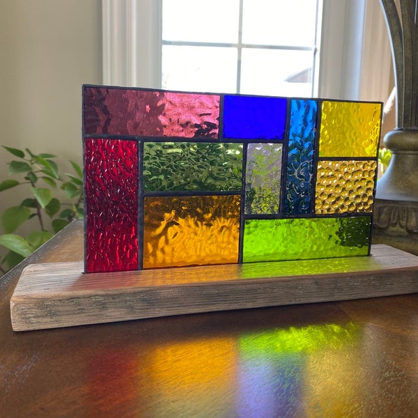 Stained Glass Panel Geometric - Etsy