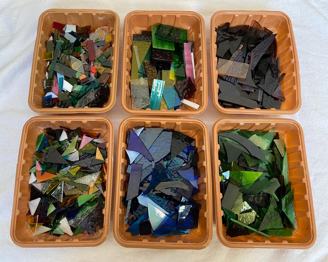 Stained Glass Scrap Pieces: 1lb Mosaic Supplies - Rainbow, Blues ...