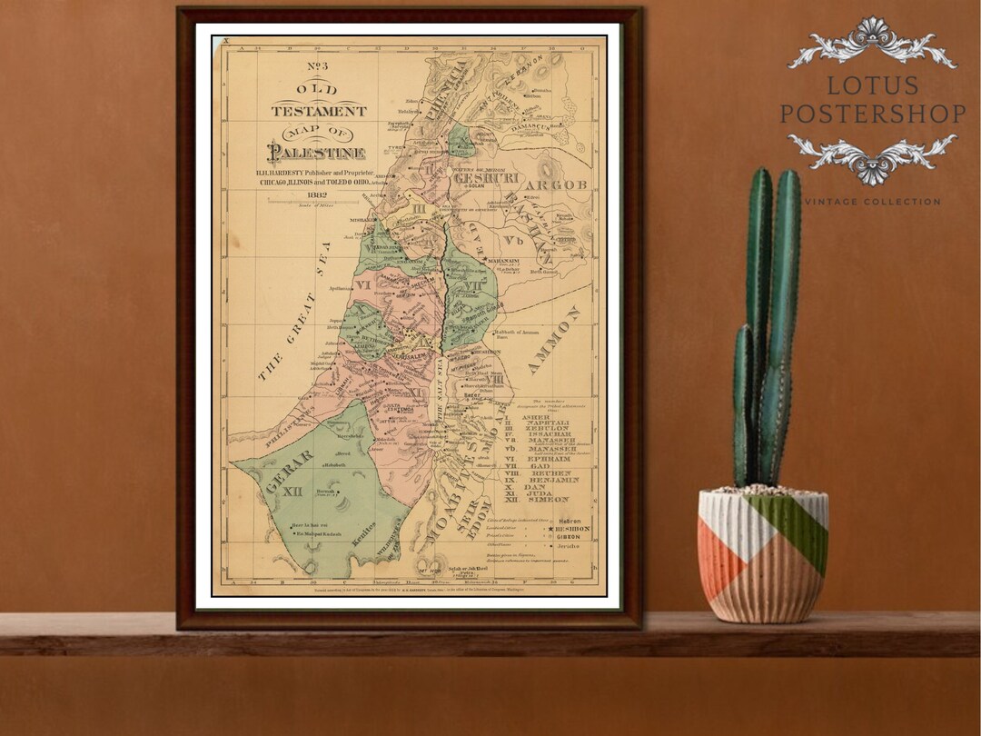 Old Testament Map of Palestine Vintage Wall Art Historic Map - Etsy
