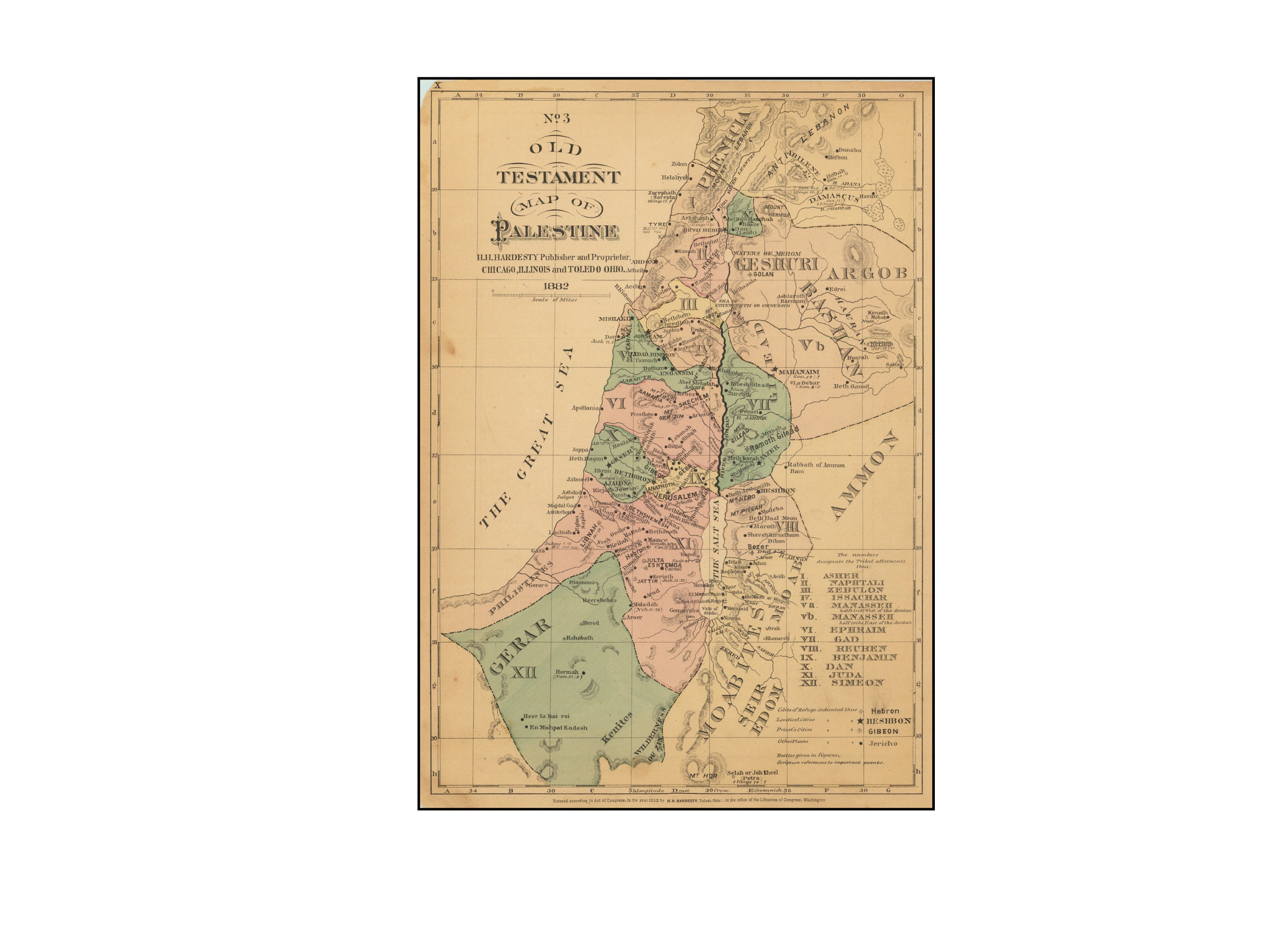 Old Testament Map of Palestine, Vintage Wall Art, Historic Map Print ...