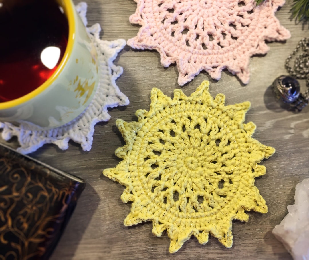 Crochet Pattern Spring Fling Sun Coaster Digital PDF Easy Beginner - Etsy