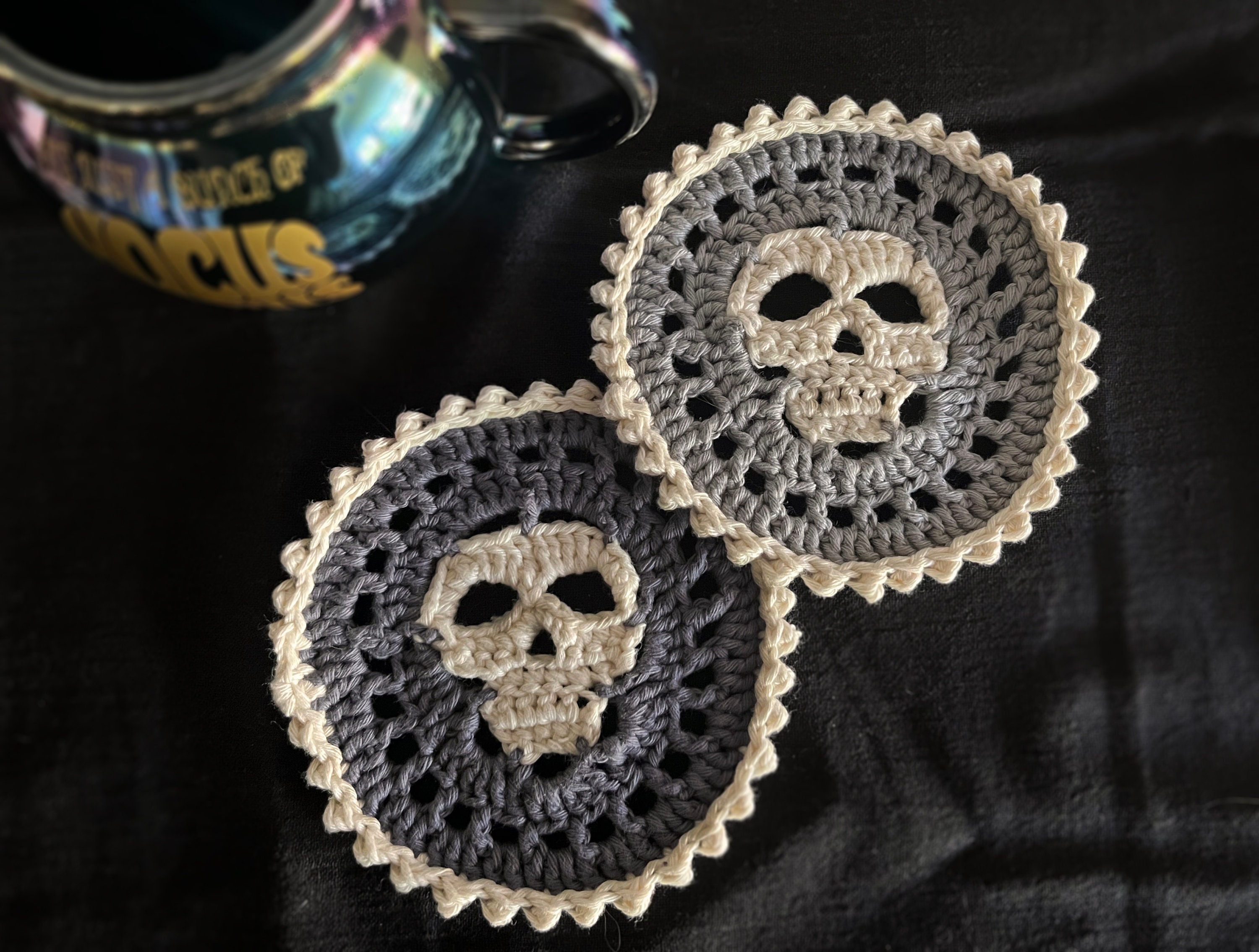 Crochet Pattern Mr Bones Skull Coaster Digital PDF - Etsy