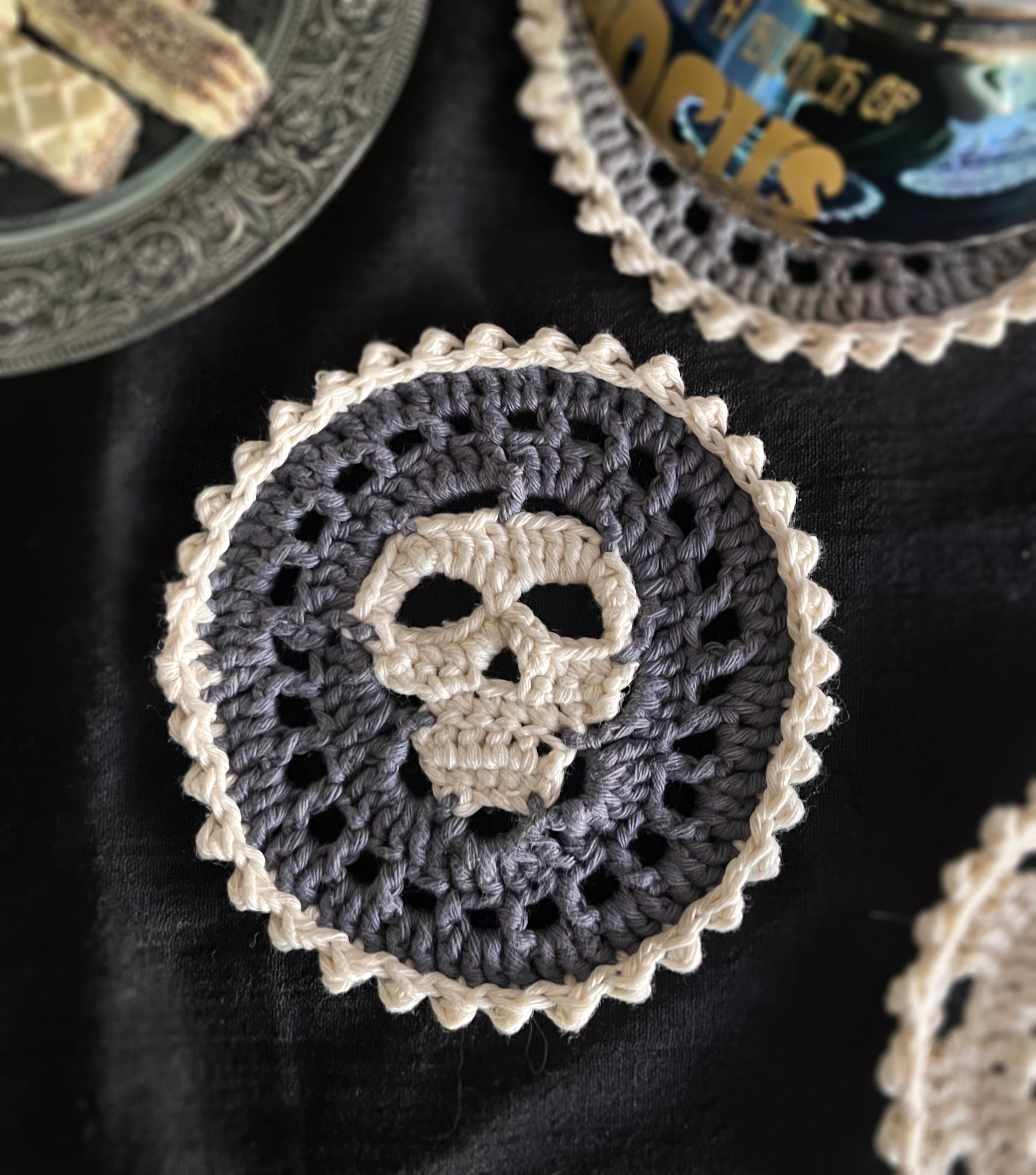 Crochet Pattern Mr Bones Skull Coaster Digital PDF - Etsy