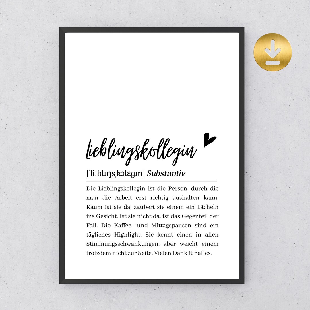 Favorite Colleague Definition Poster Digital Product Download Now Pdf ...