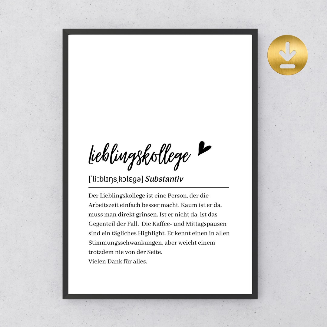 Favorite Colleague Definition Poster Digital Product Instant Download ...