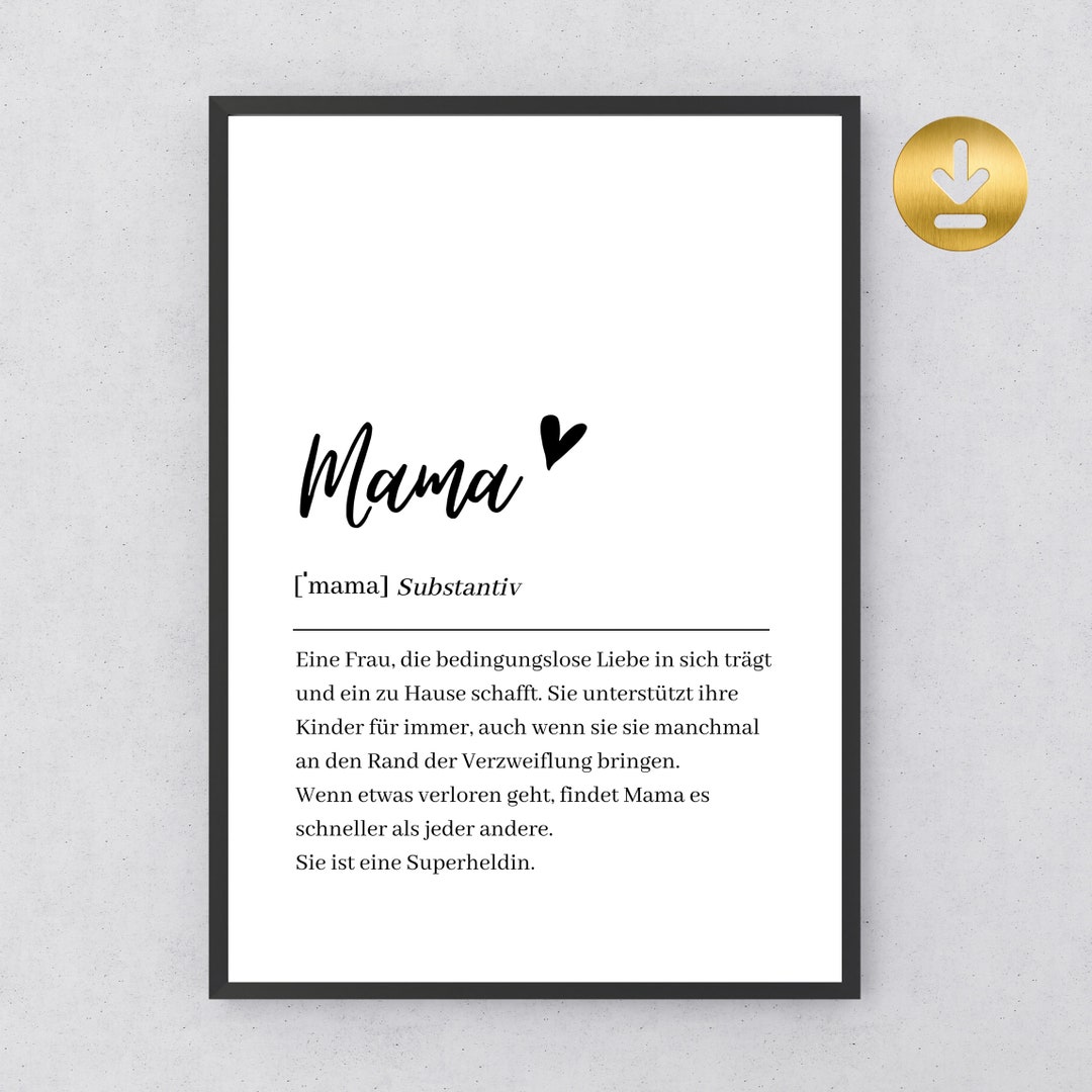 Mom Definition Poster Digital Product Instant Download PDF Files - Etsy