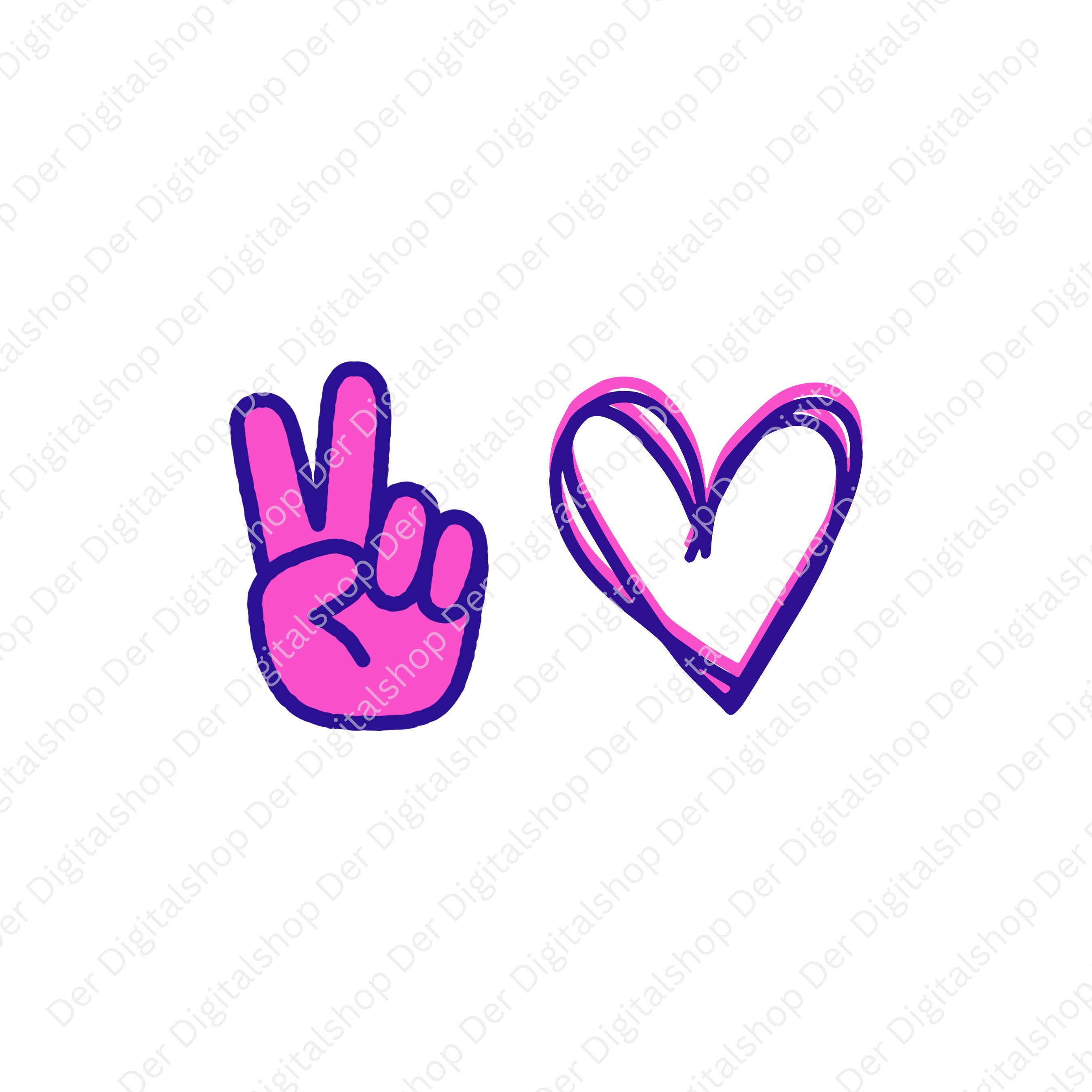 Peace and Heart Drawing Digital Art SVG Instant Download - Etsy