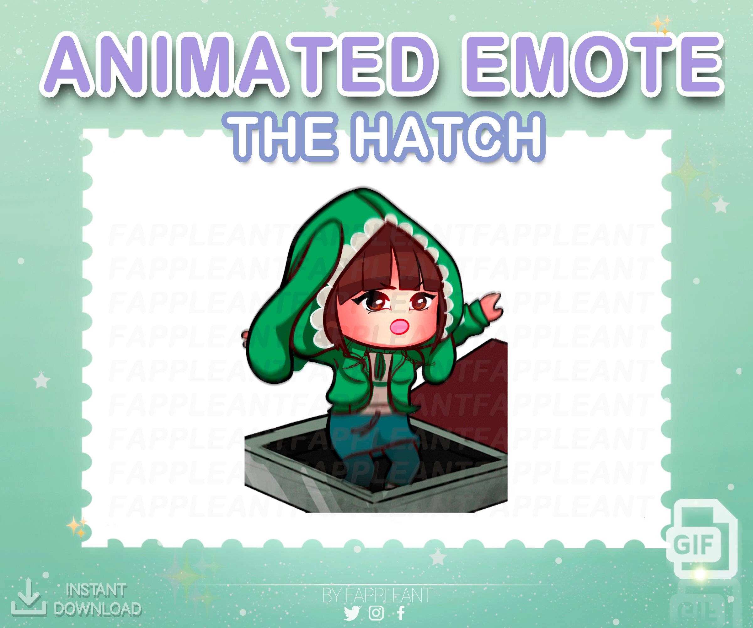 ANIMATED Emote Feng Min Bunny Green Escaping DBD Hatch Emote Emotes ...