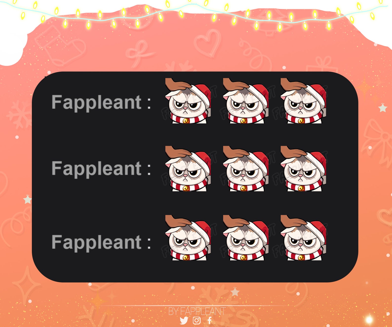 Animated Cute Grumpy Cat Pat Christmas Emote + Alert/overlay ...
