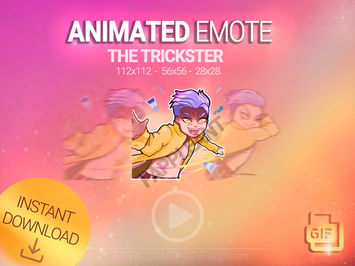 ANIMATED Emote the Trickster Animation Flurry of Knives Gif - Etsy