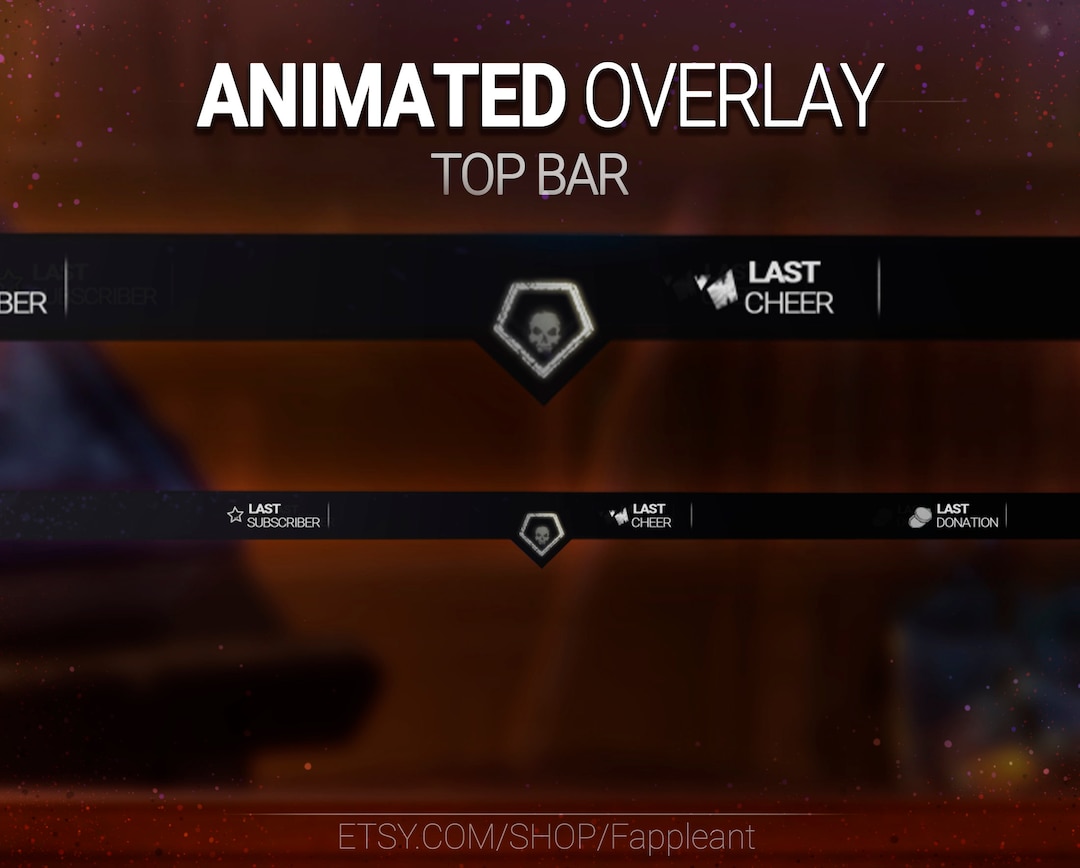 Animated Overlay Top Bar DBD Black Color for Twitch, Last Follower ...