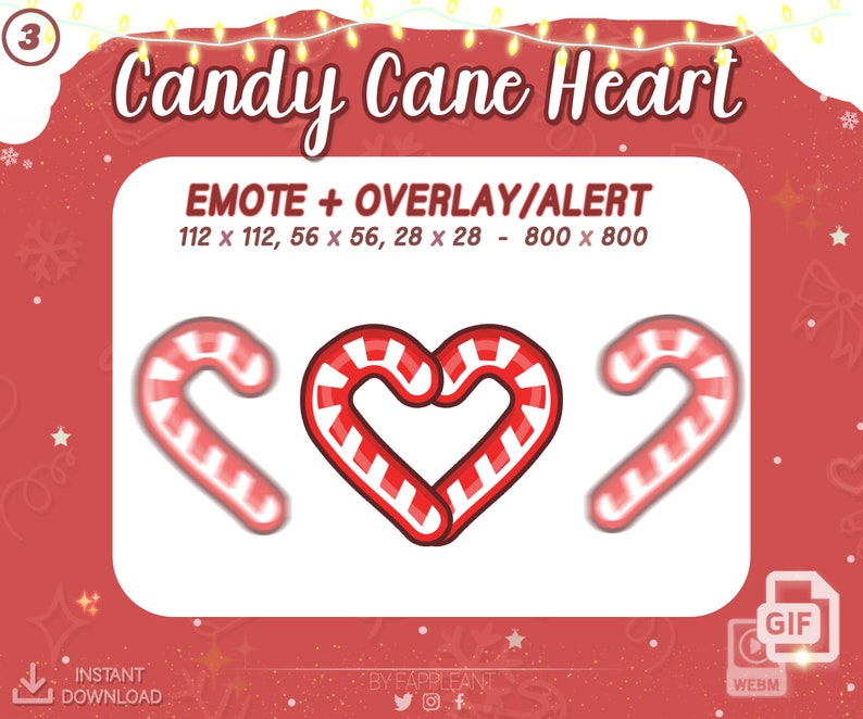 Animated Candy Cane Emote & Overlay Bundle for Twitch, Discord, Kick ...