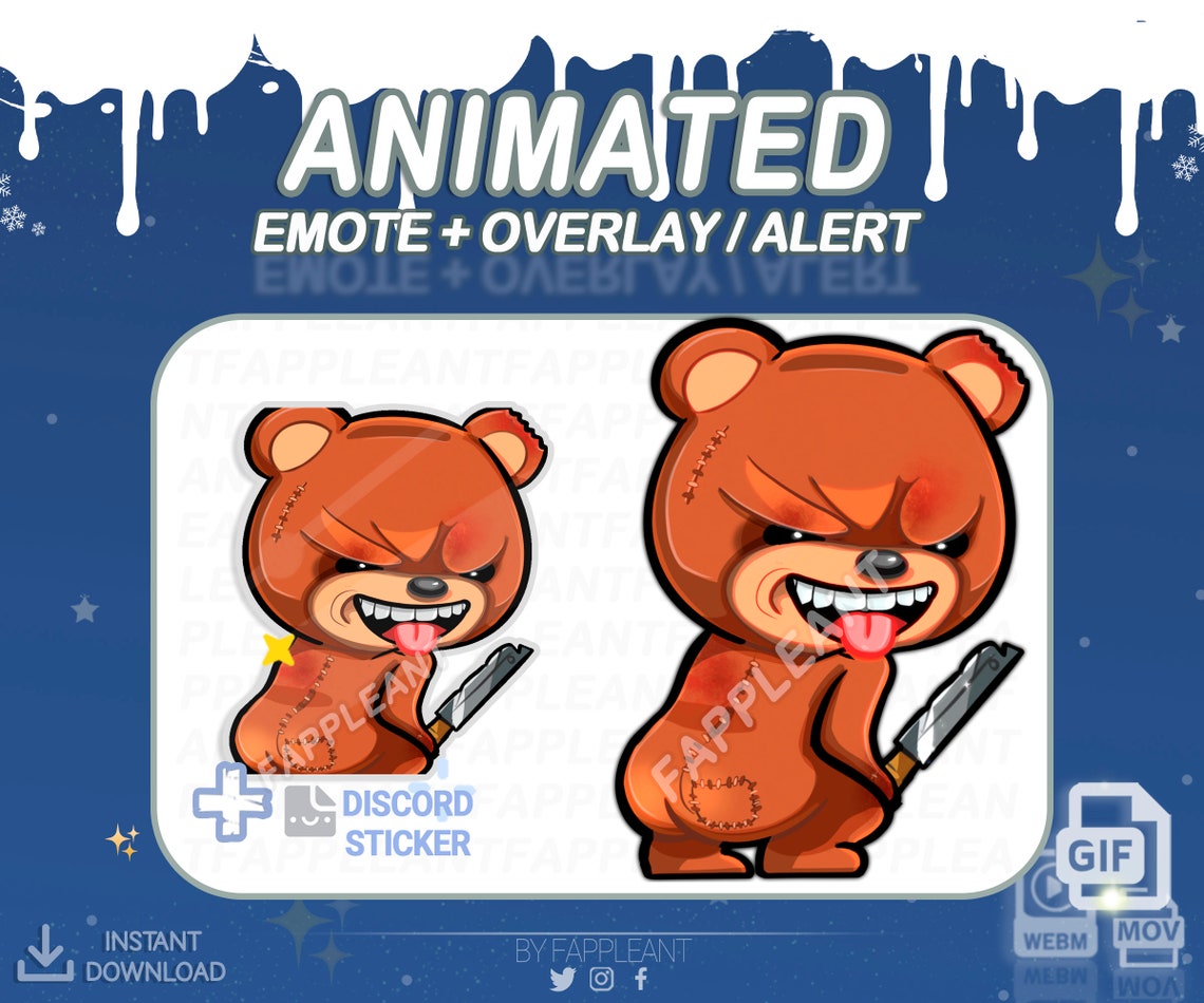 DBD ANIMATED Emote Naughty Bear, Bundle Overlay, Alert Tbag Dance Dead ...