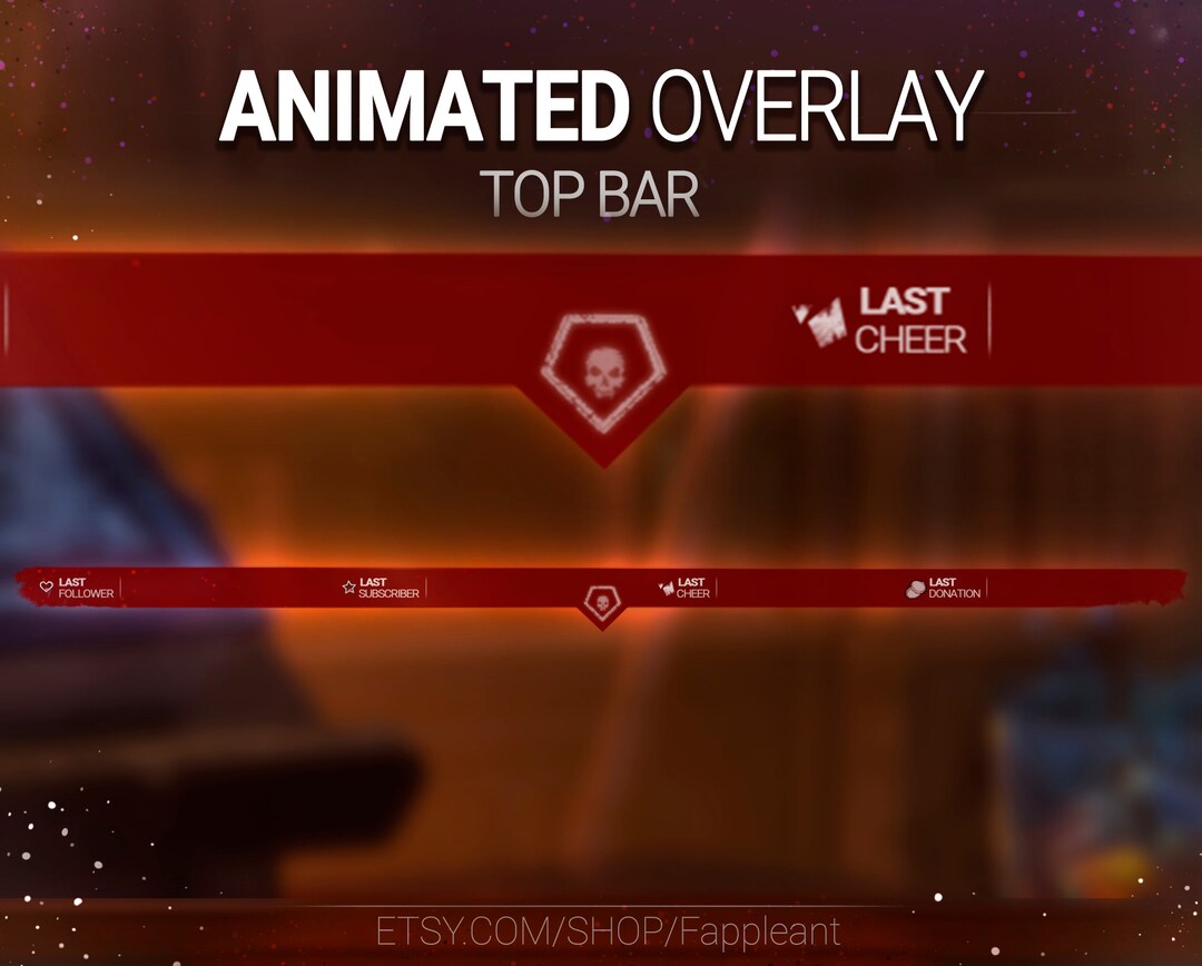 Red Animated Top Bar Overlay: Last Follower, Cheer, Donation (webm ...