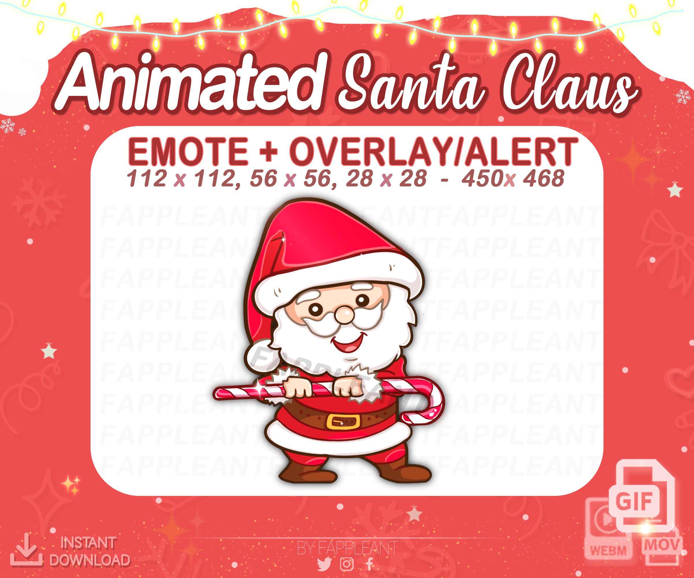 Animated Santa Claus Dancing Emote, Christmas Bundle Emote + Overlay ...