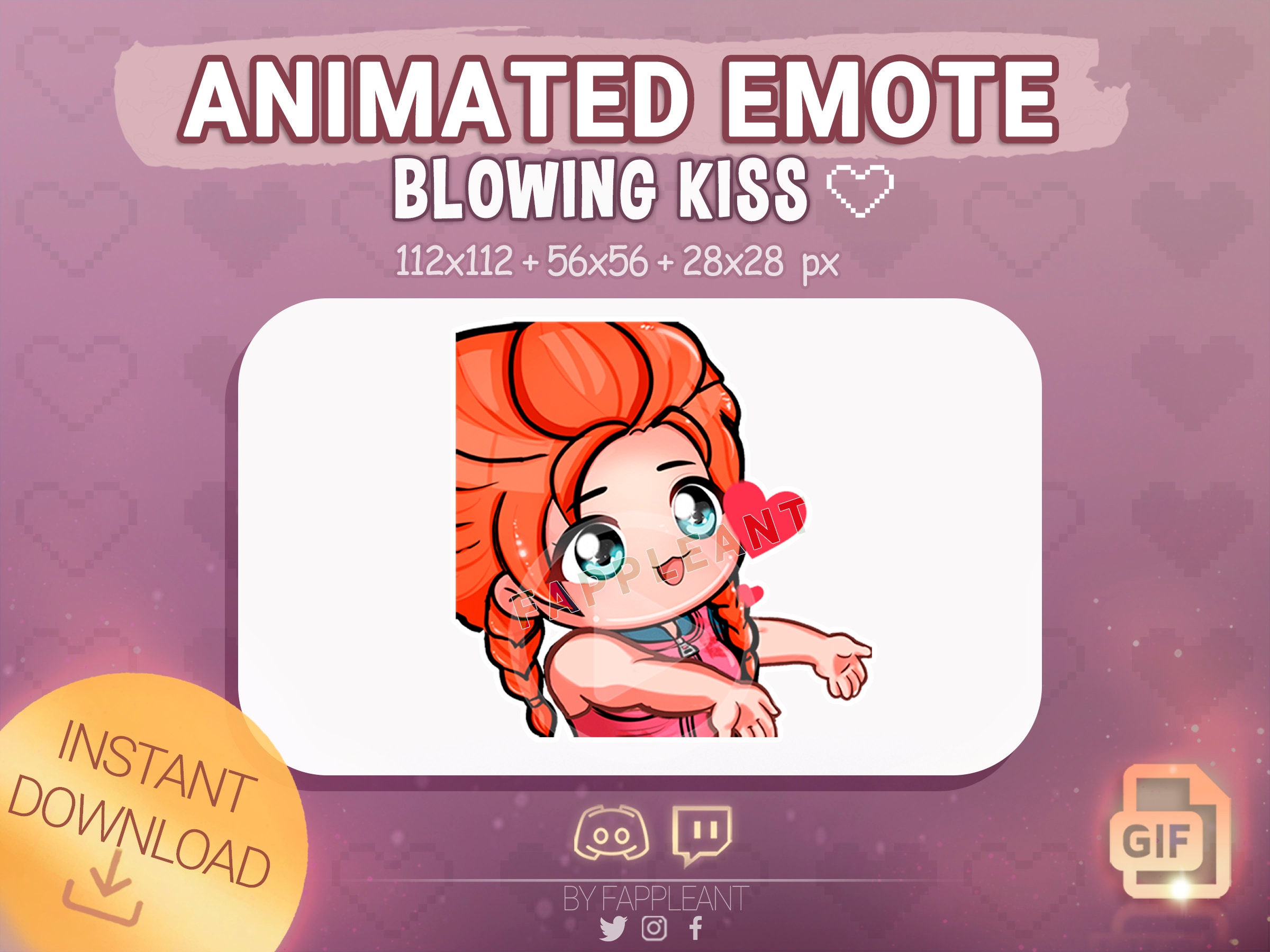 DBD ANIMATED Meg Thomas Blowing Kiss Emote, Pink Heart Kiss Emoji ...
