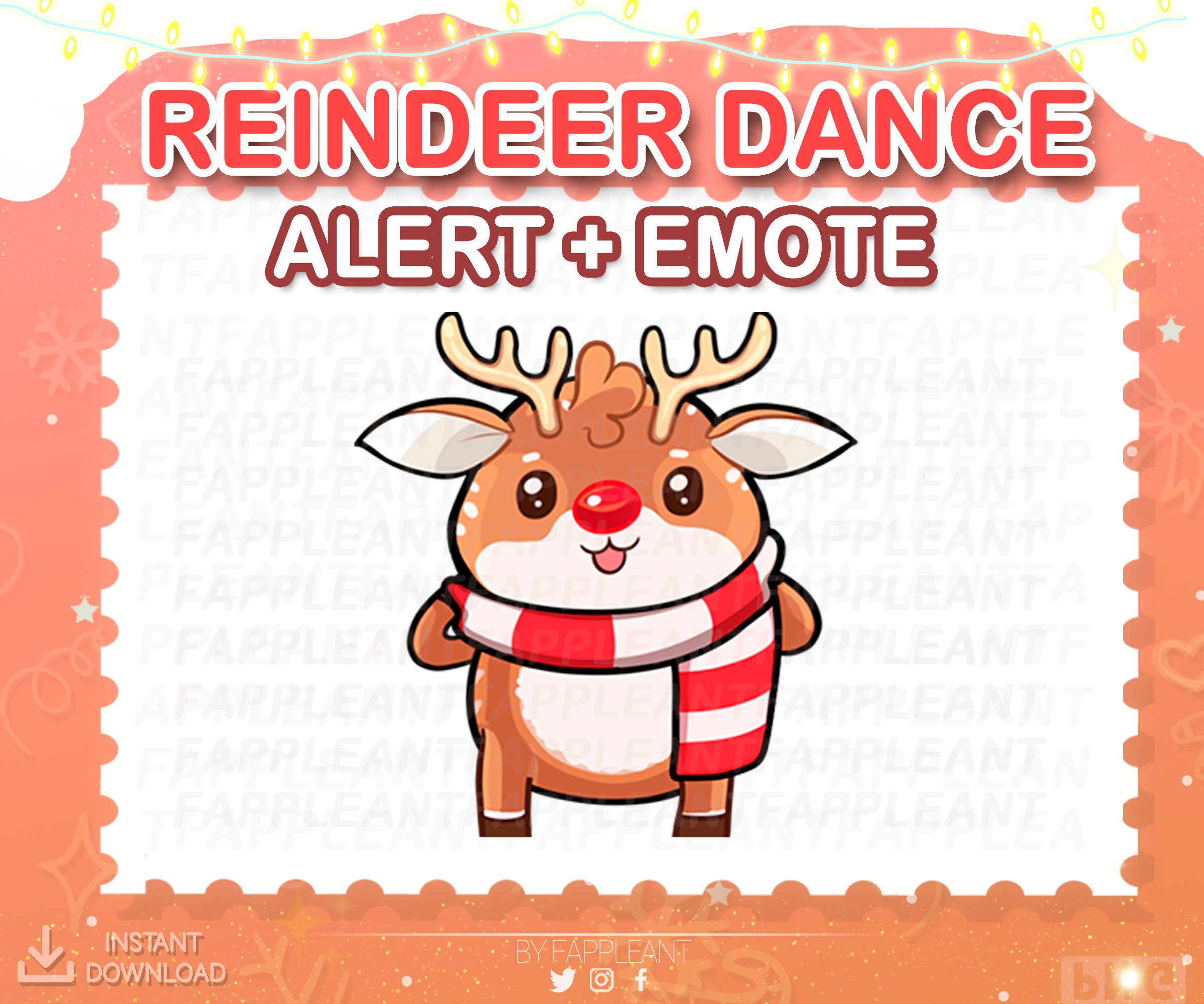 Animated Cute Reindeer Dance Emote + Alert/overlay | Christmas Emoji ...