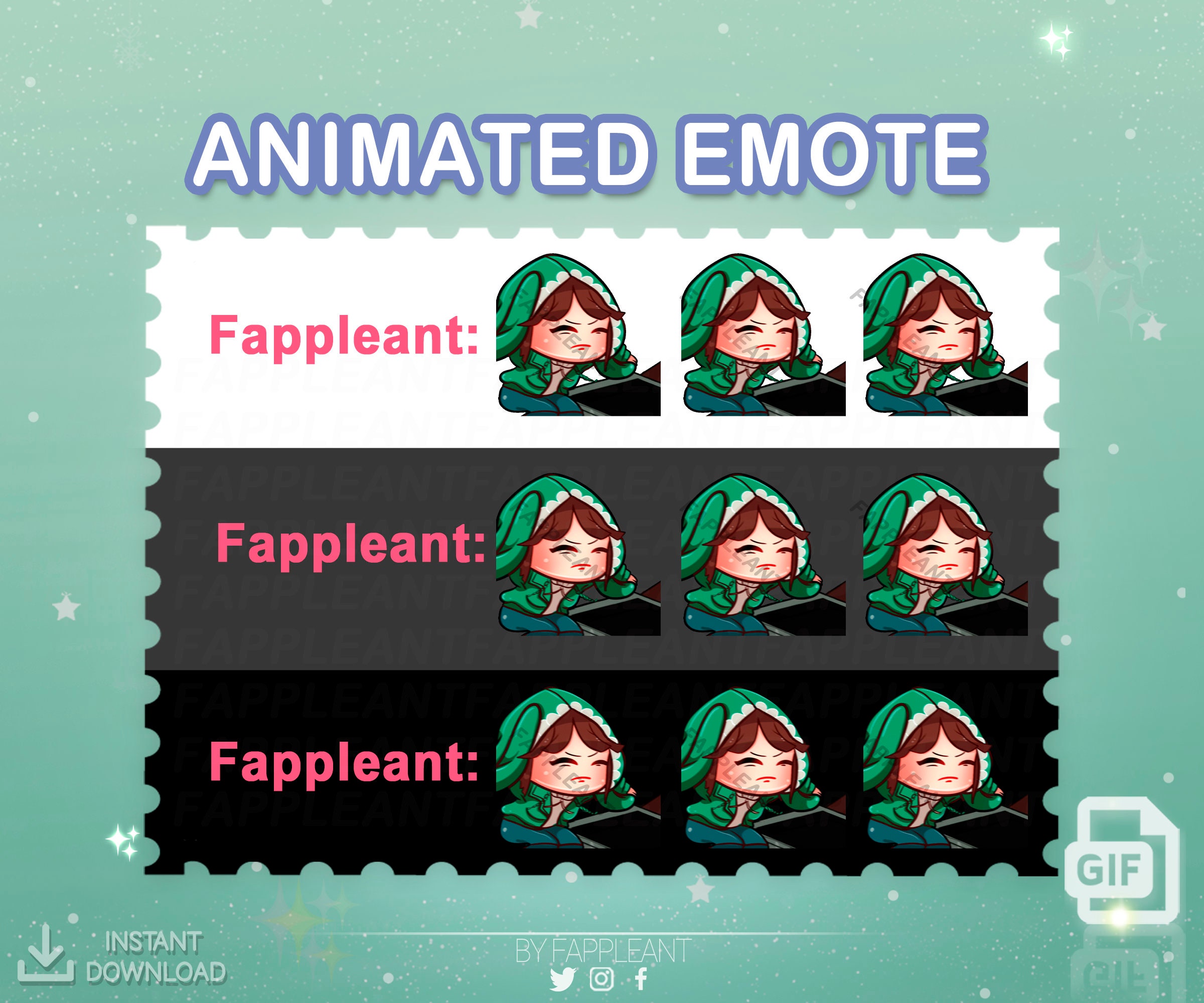 ANIMATED Emote Feng Min Bunny Green Escaping DBD Hatch Emote Emotes ...