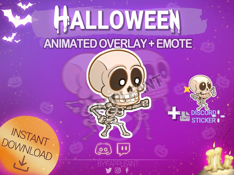 Animated Halloween Skeleton Dancing Emote Overlay / Alert for Twitch ...