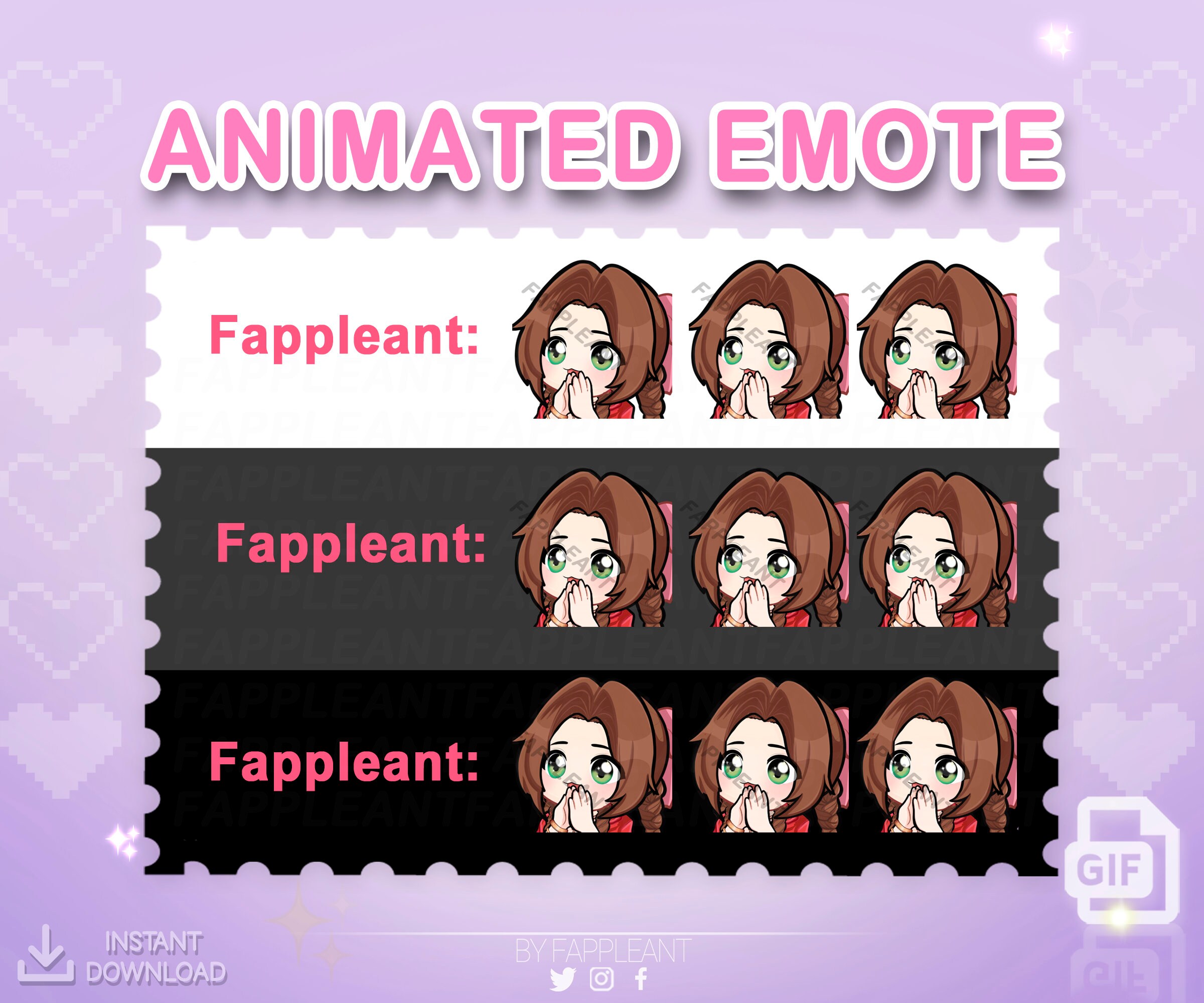 Animated Aerith Clapping Hands Emote | Clap Emoji, Applause | Twitch ...
