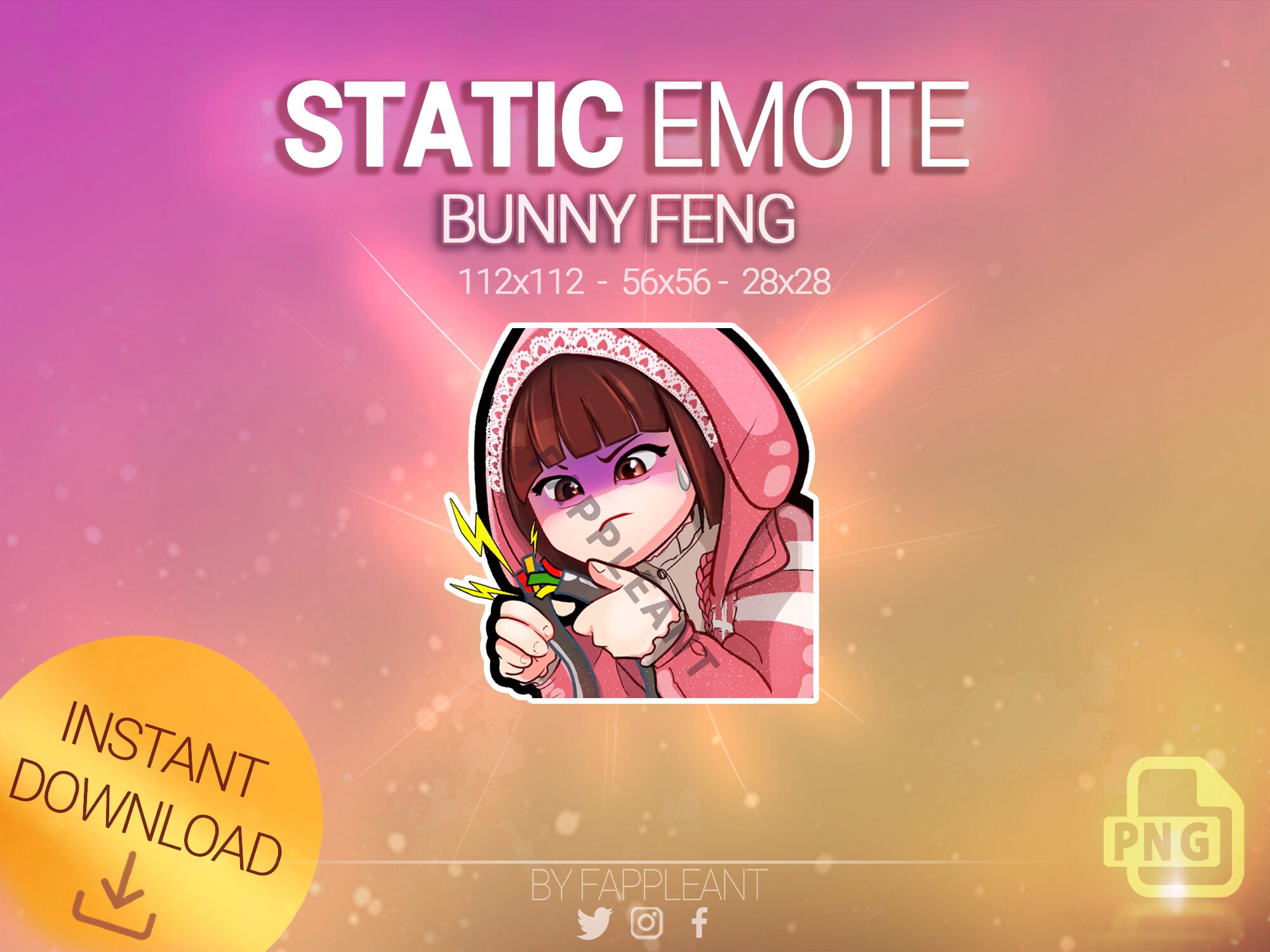DBD Emote Feng Min Pink Bunny for Twitch, Discord - Etsy