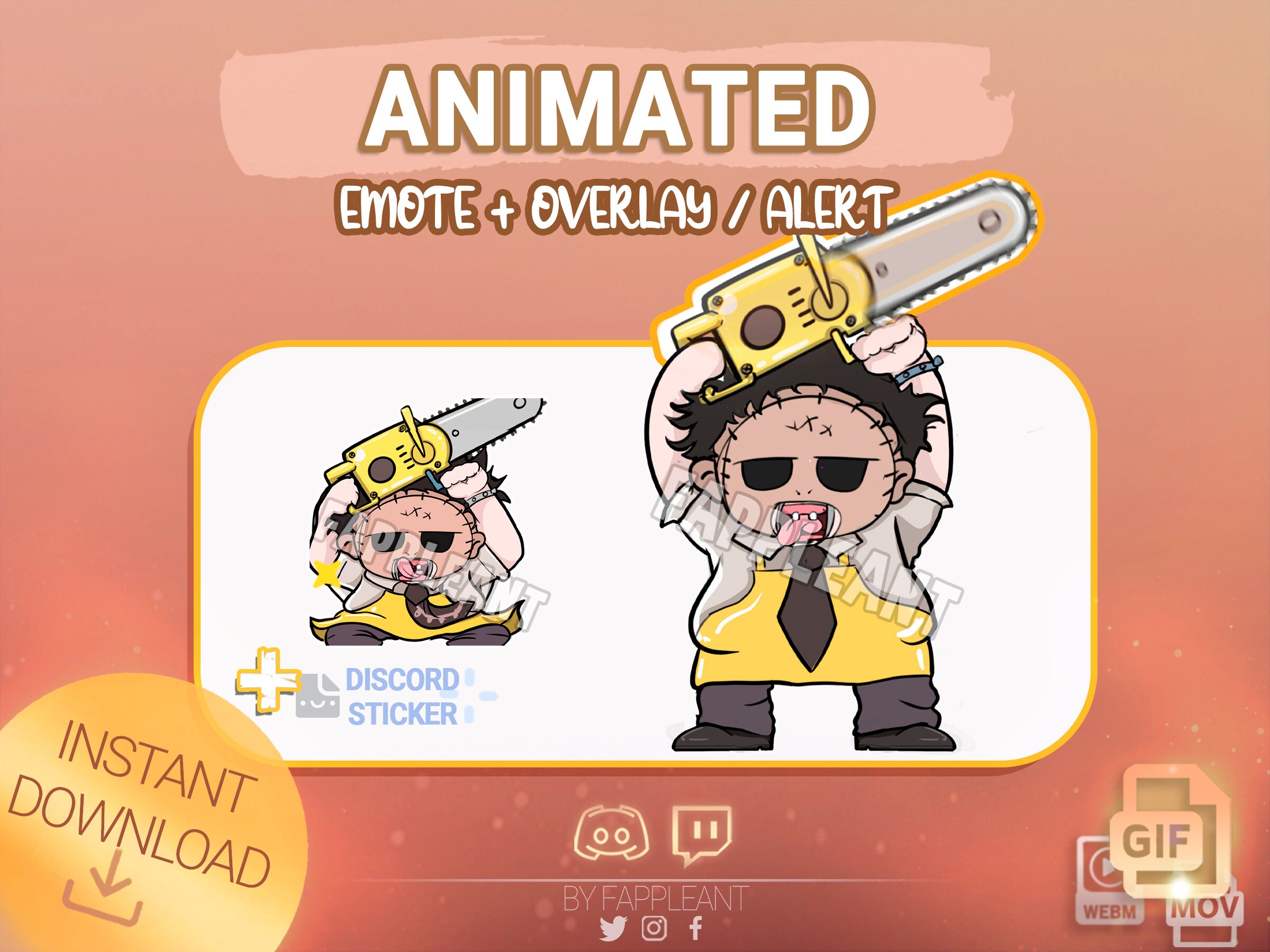 DBD ANIMATED Emote Overlay Killer Chainsaw Dancing, Alert Chainsaw Tbag ...