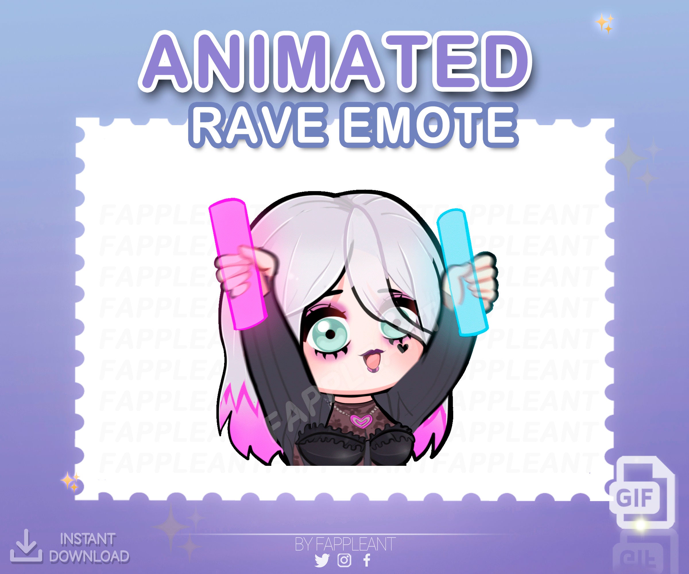 ANIMATED Rave Emote Sable, Dbd Survivor Sable Glow Sticks Gif for ...