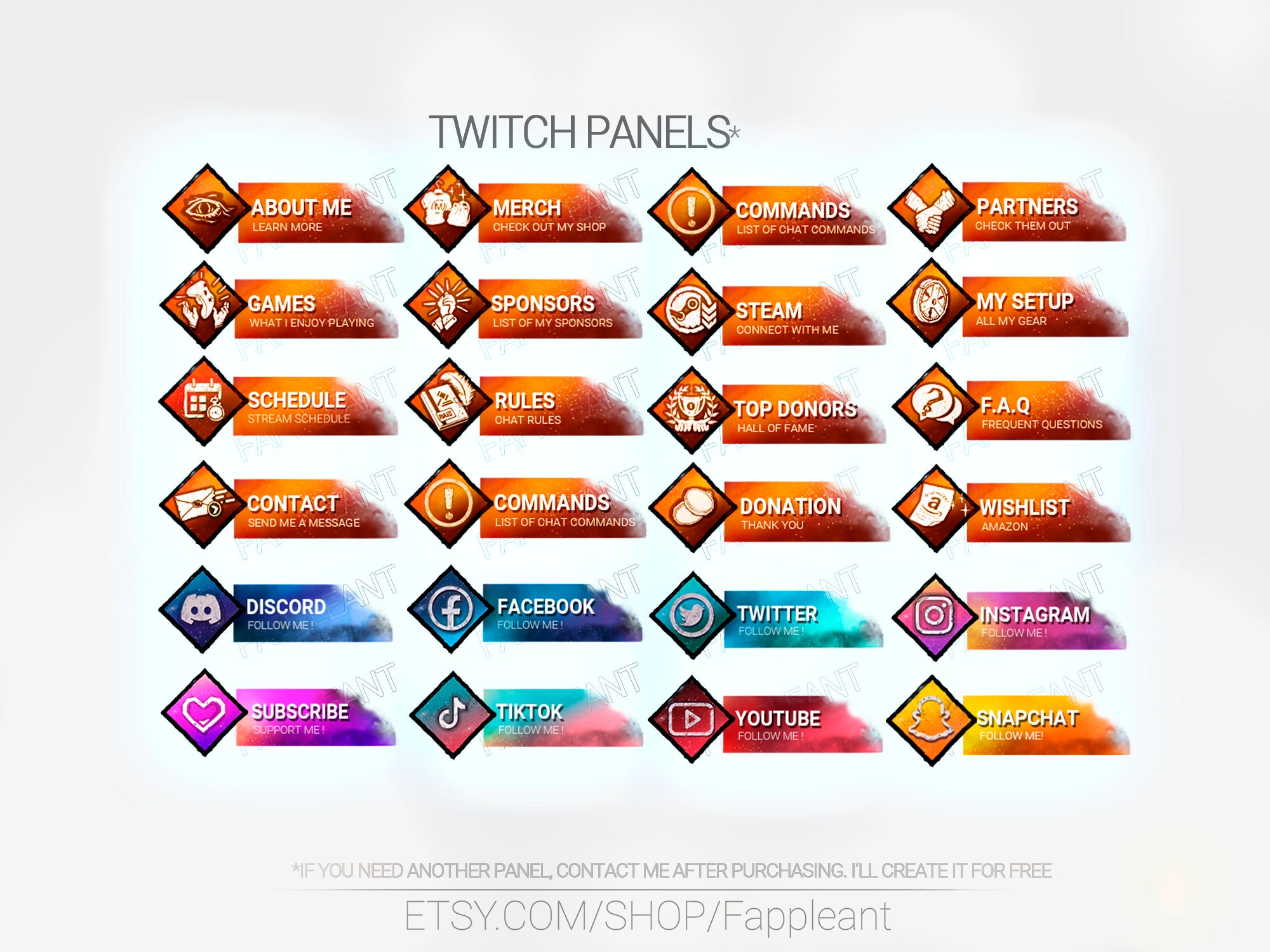 DBD PANELS for Twitch Orange Color, Stream Template - Etsy