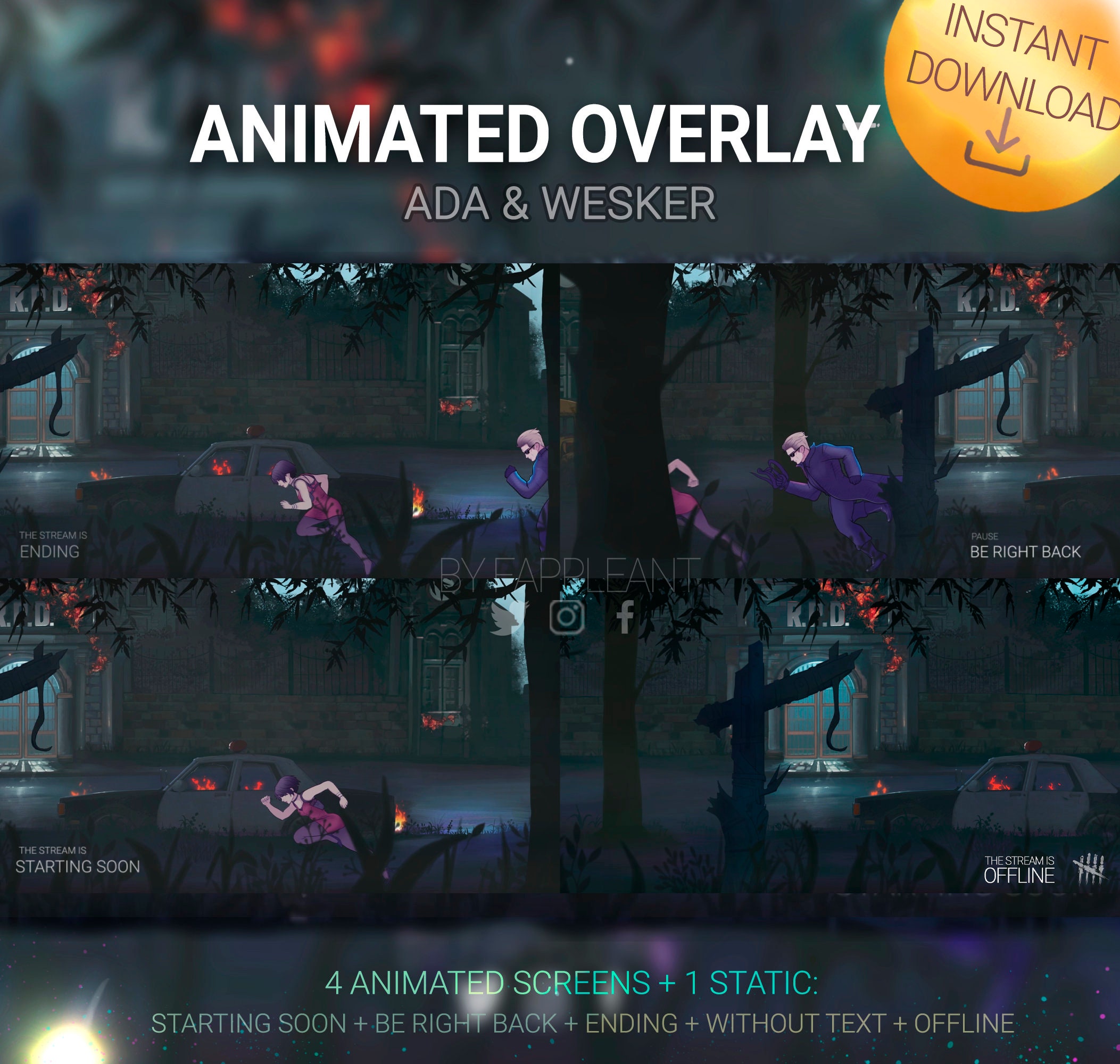 DBD ANIMATED Stream Pack Overlay Resident Evil, Albert Wesker, Ada Wong ...