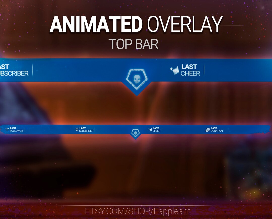 Animated Overlay Top Bar DBD Blue for Twitch, Last Follower, Last ...