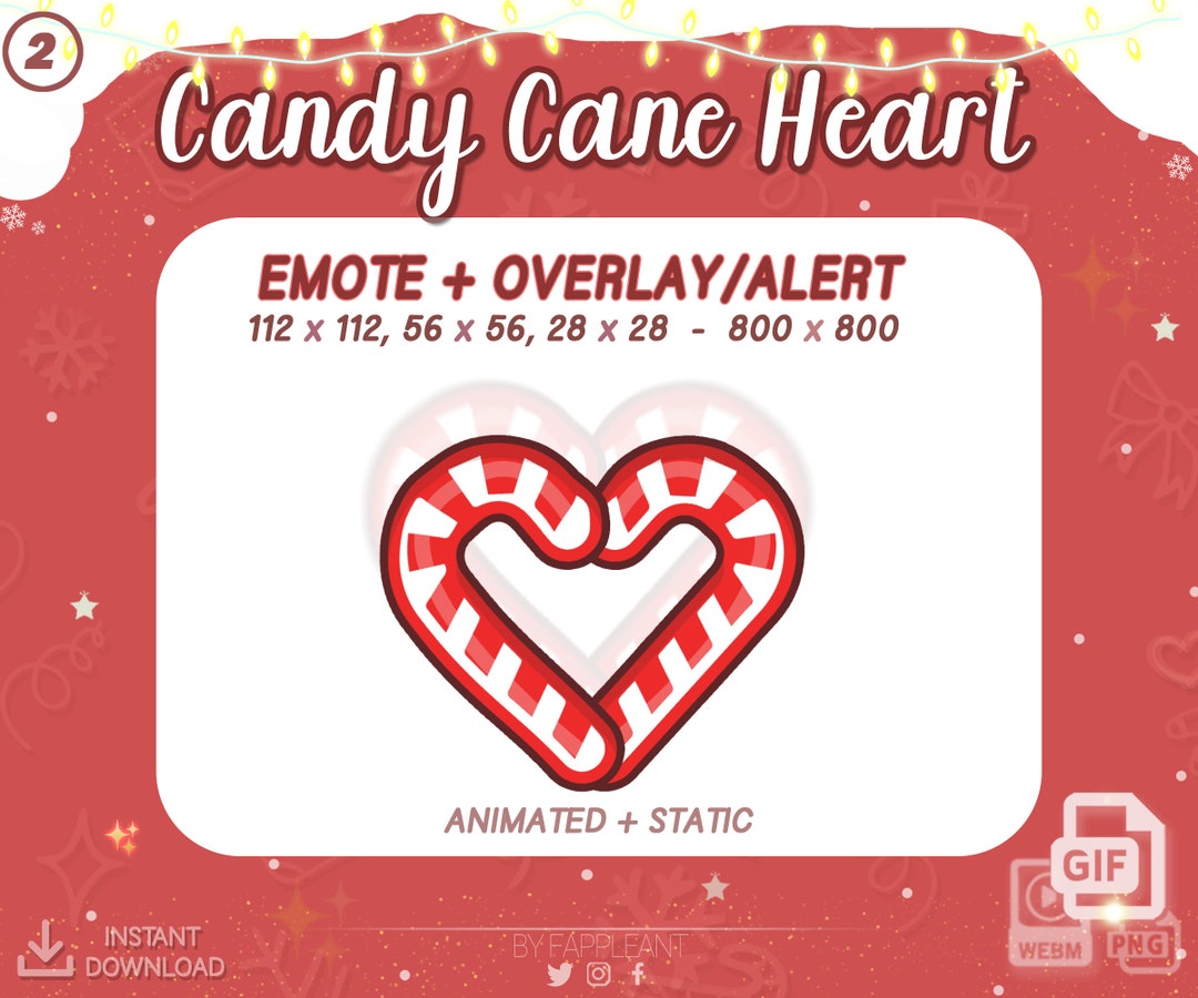 Animated Candy Cane Emote & Overlay Bundle for Twitch, Discord, Kick ...