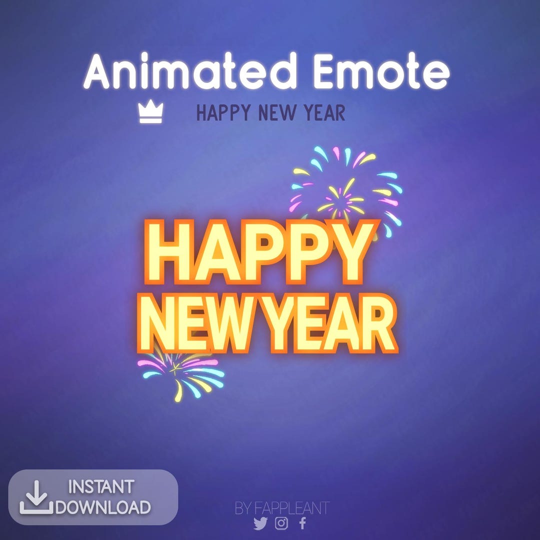 Animated Happy New Year Emote and Alert | New Year's Emoji ...