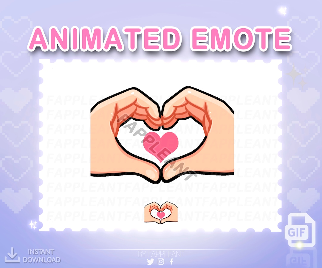 Animated Emote Hand Heart, Heart Emoji, Love Emote for Twitch, Discord ...