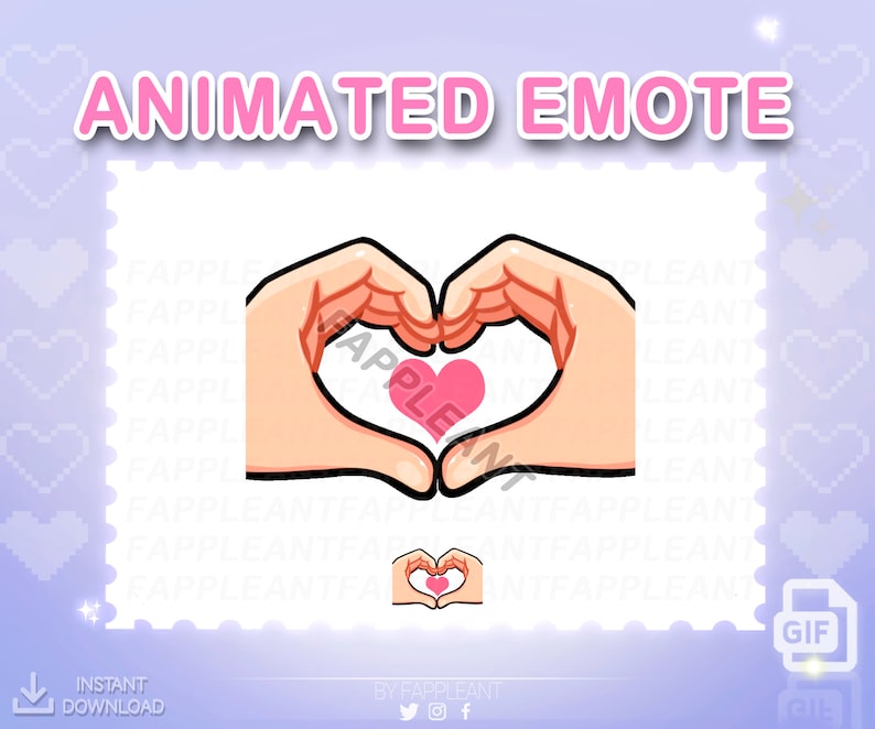 Animated Emote Hand Heart, Heart Emoji, Love Emote for Twitch, Discord ...