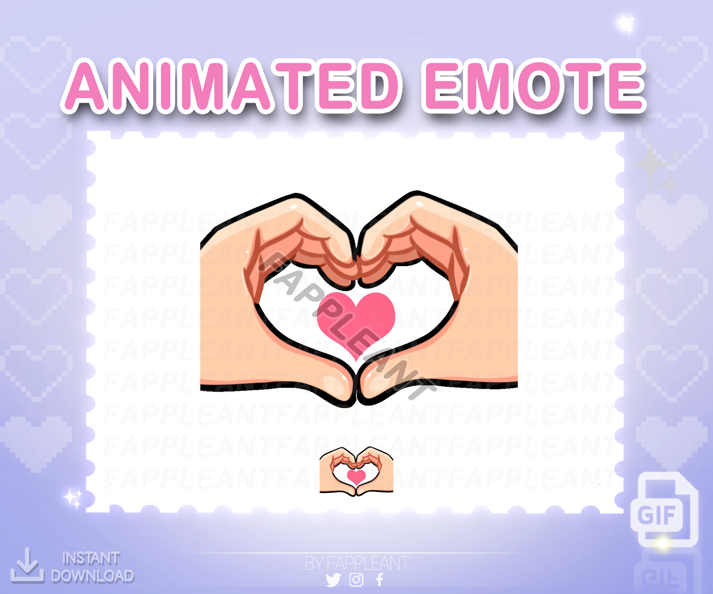 Animated Emote Hand Heart, Heart Emoji, Love Emote for Twitch, Discord ...