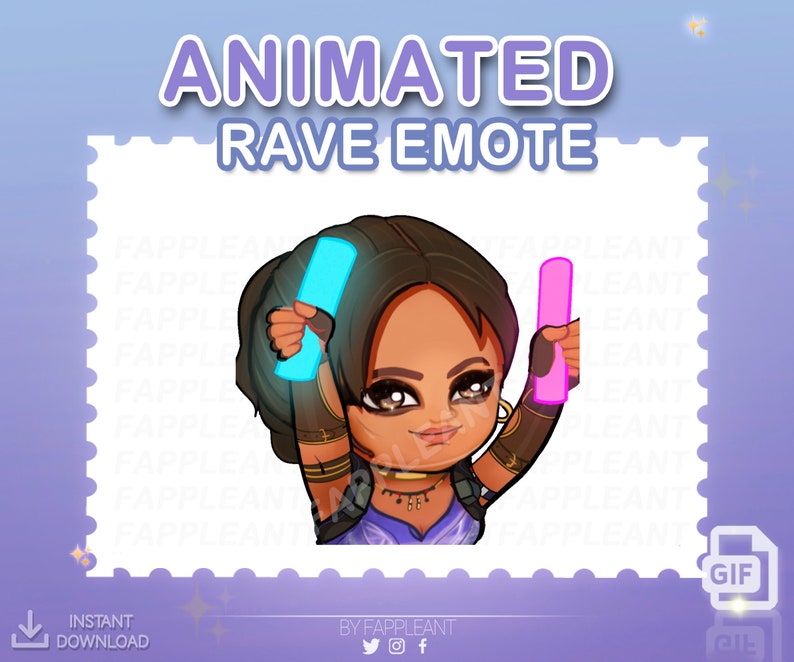 ANIMATED Rave Emote Sheva Alomar, Dbd Survivor Glow Sticks, Party Dance ...