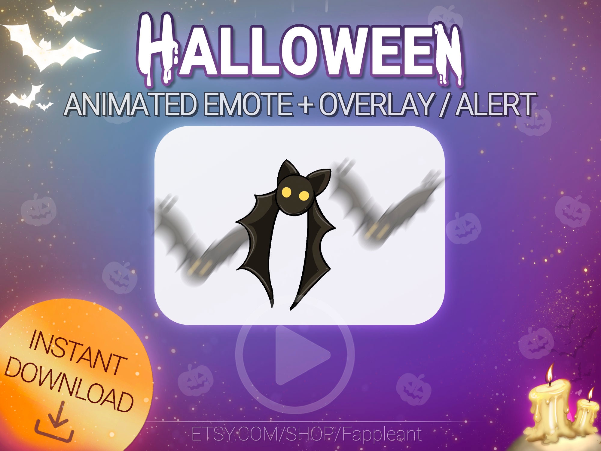 Animated Halloween Bat Flying Emote Overlay / Alert for Twitch or ...