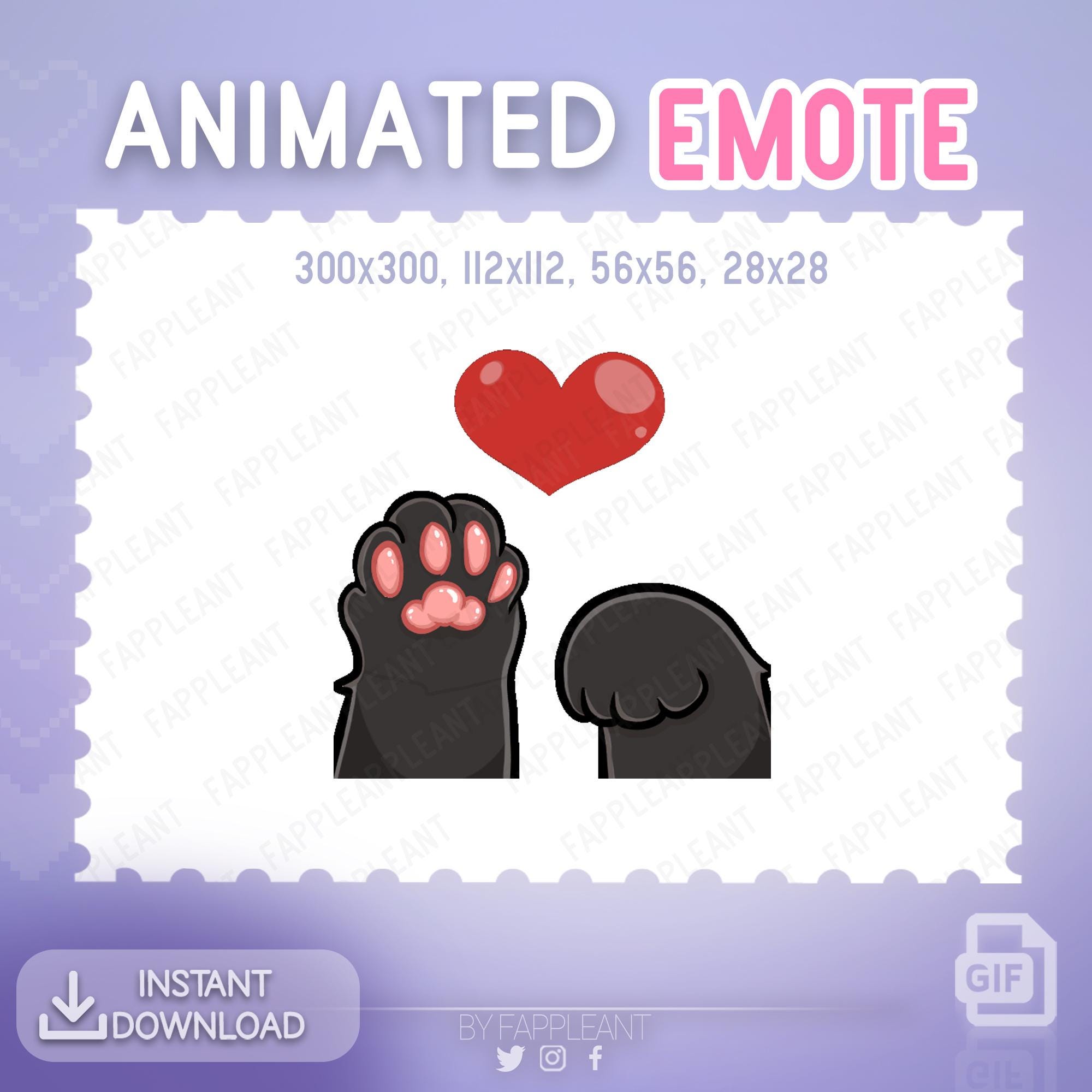 Animated Cat Paws Emote and Alert | Heart Emoji | Black Cat Emotes ...