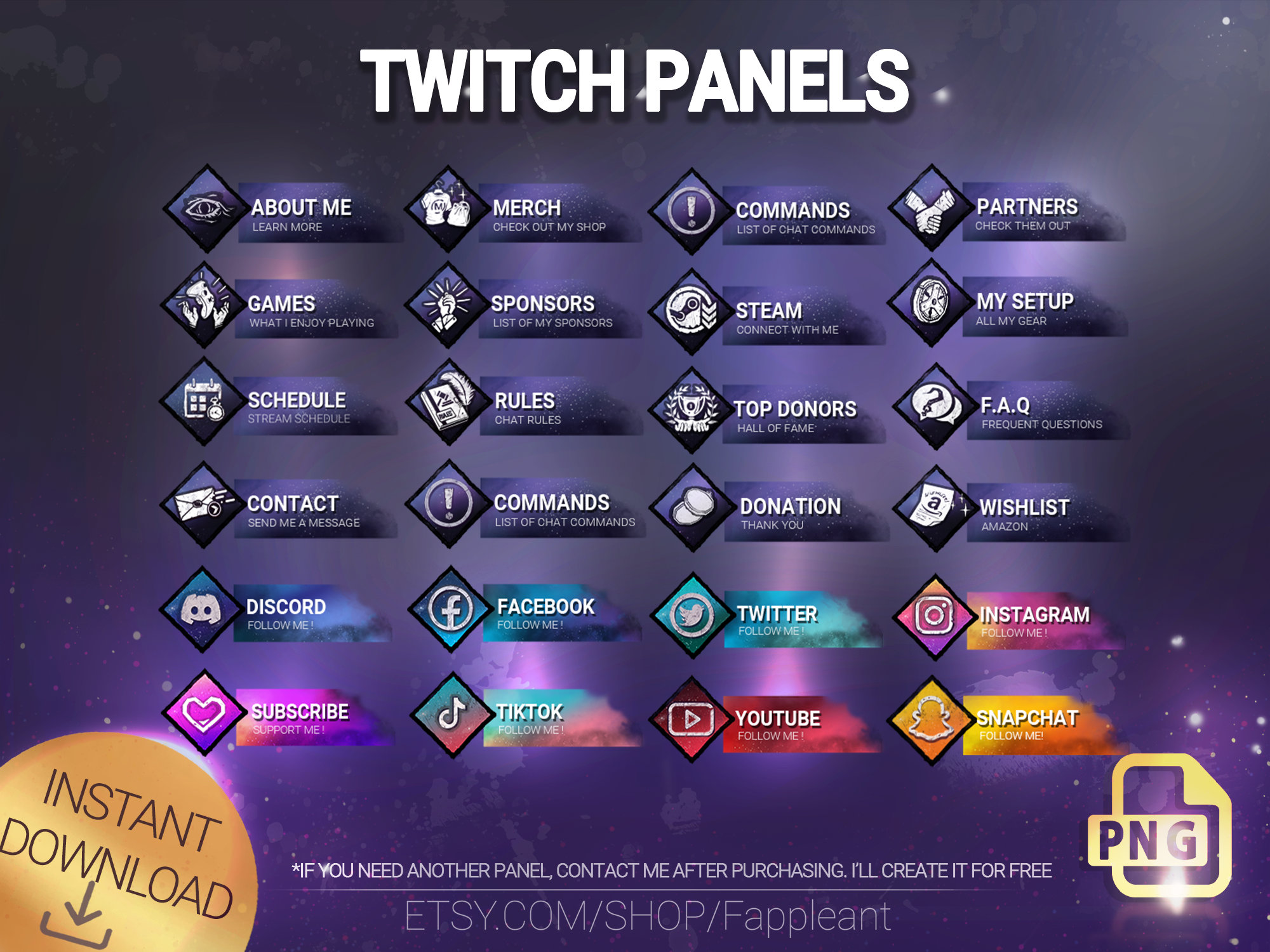 DBD PANELS for Twitch Purple Color, Stream Template - Etsy