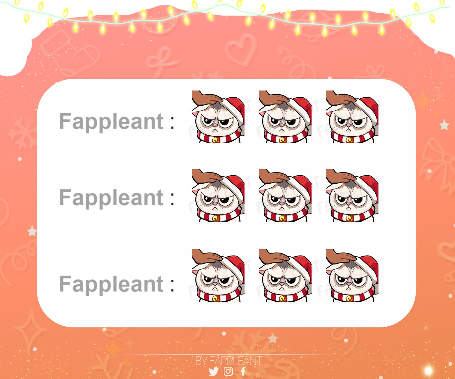 Animated Cute Grumpy Cat Pat Christmas Emote + Alert/overlay ...