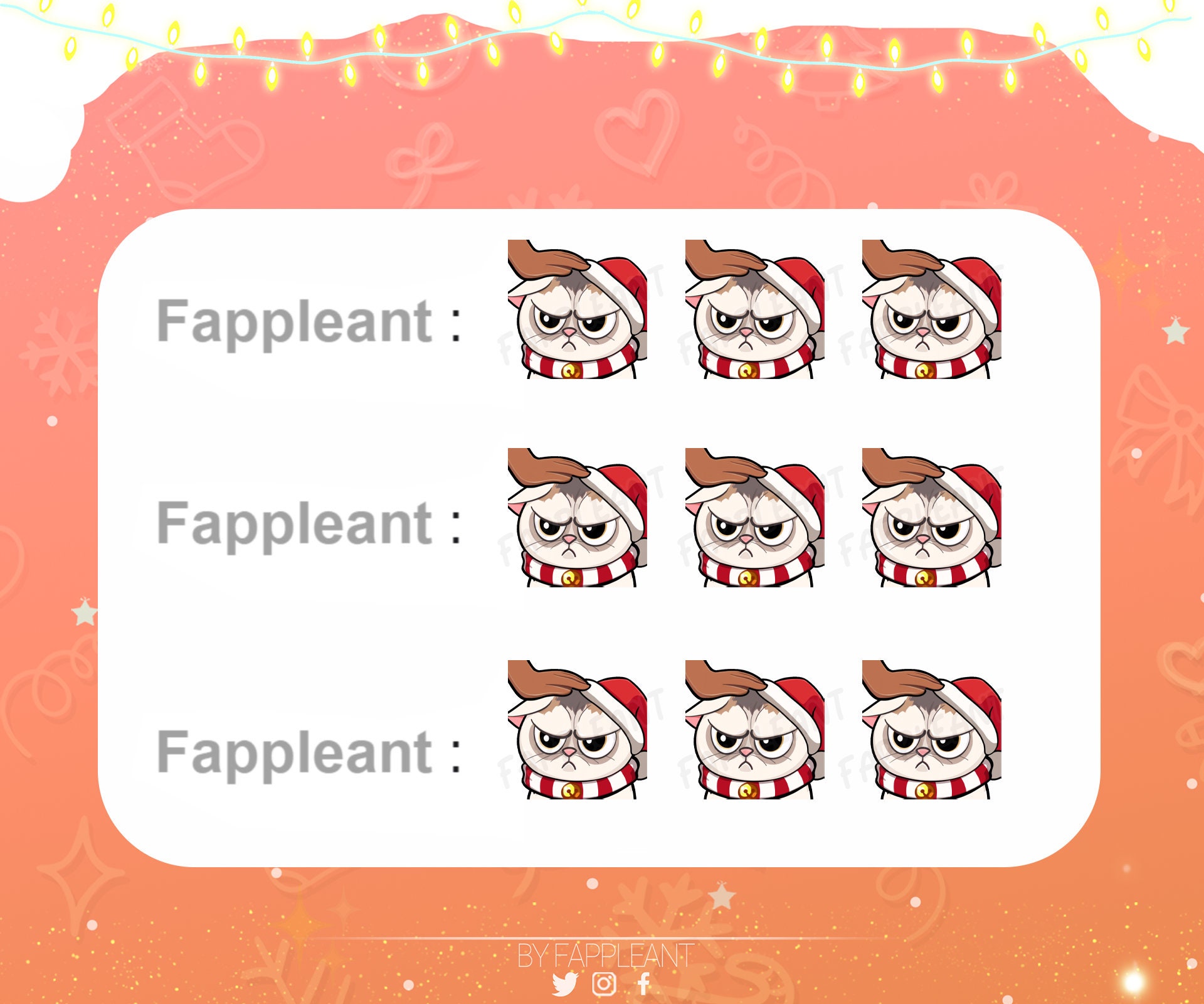 Animated Cute Grumpy Cat Pat Christmas Emote + Alert/overlay ...