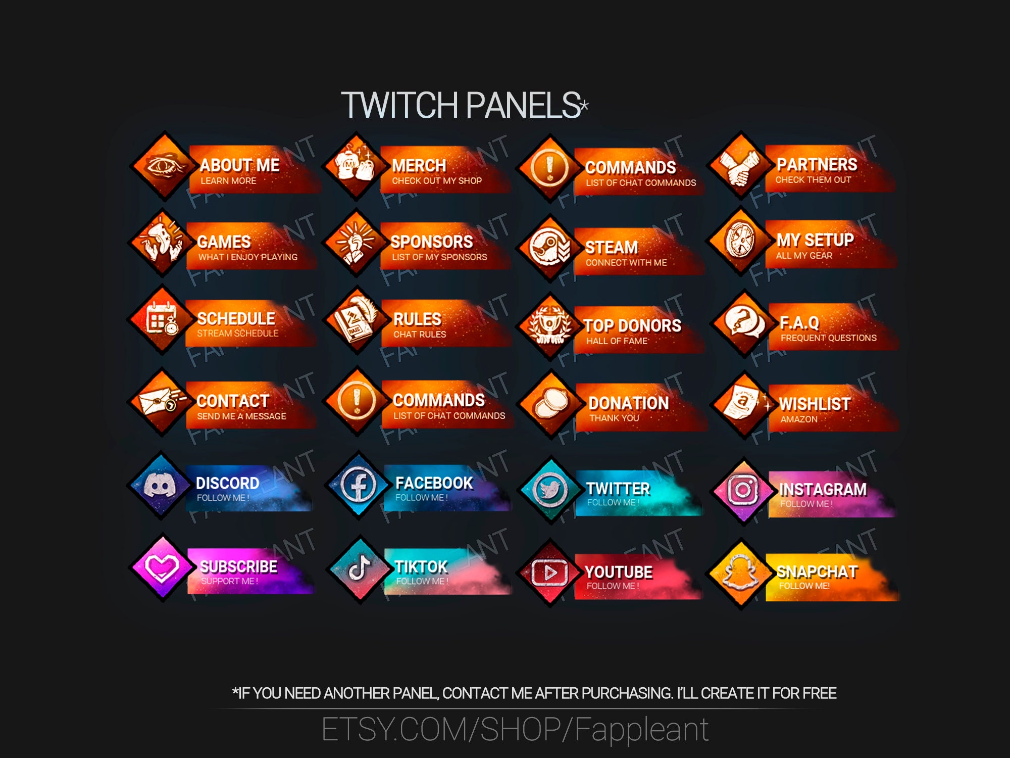 DBD PANELS for Twitch Orange Color, Stream Template - Etsy