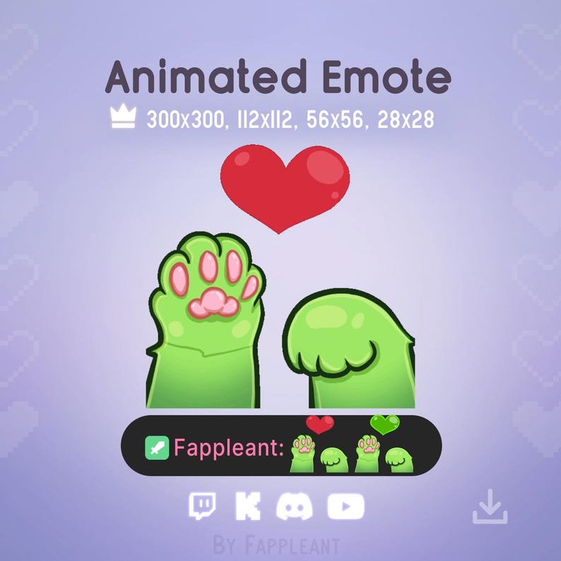 Animated Cat Paws Emote and Alert | Heart Emoji | Glorp Cat Emotes ...